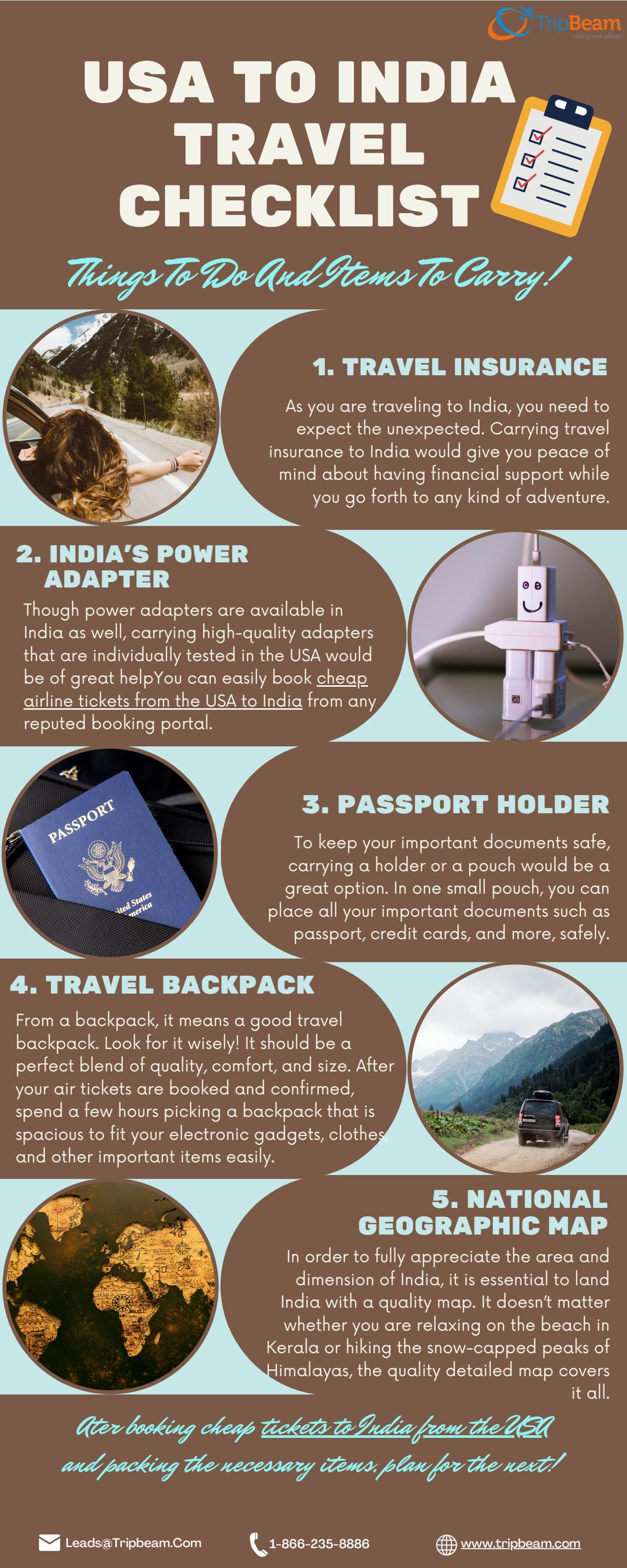 USA To India Travel Checklist: Things To Do And Items To Carry! by ...