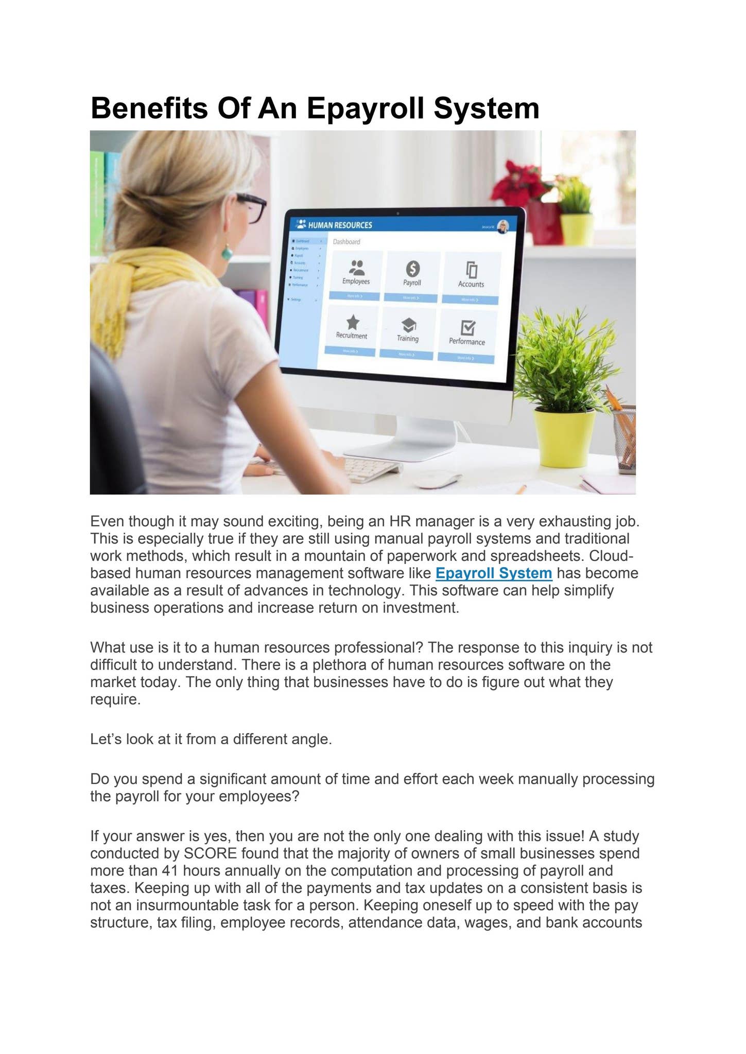 Benefits Of An Epayroll System by qandle - Issuu