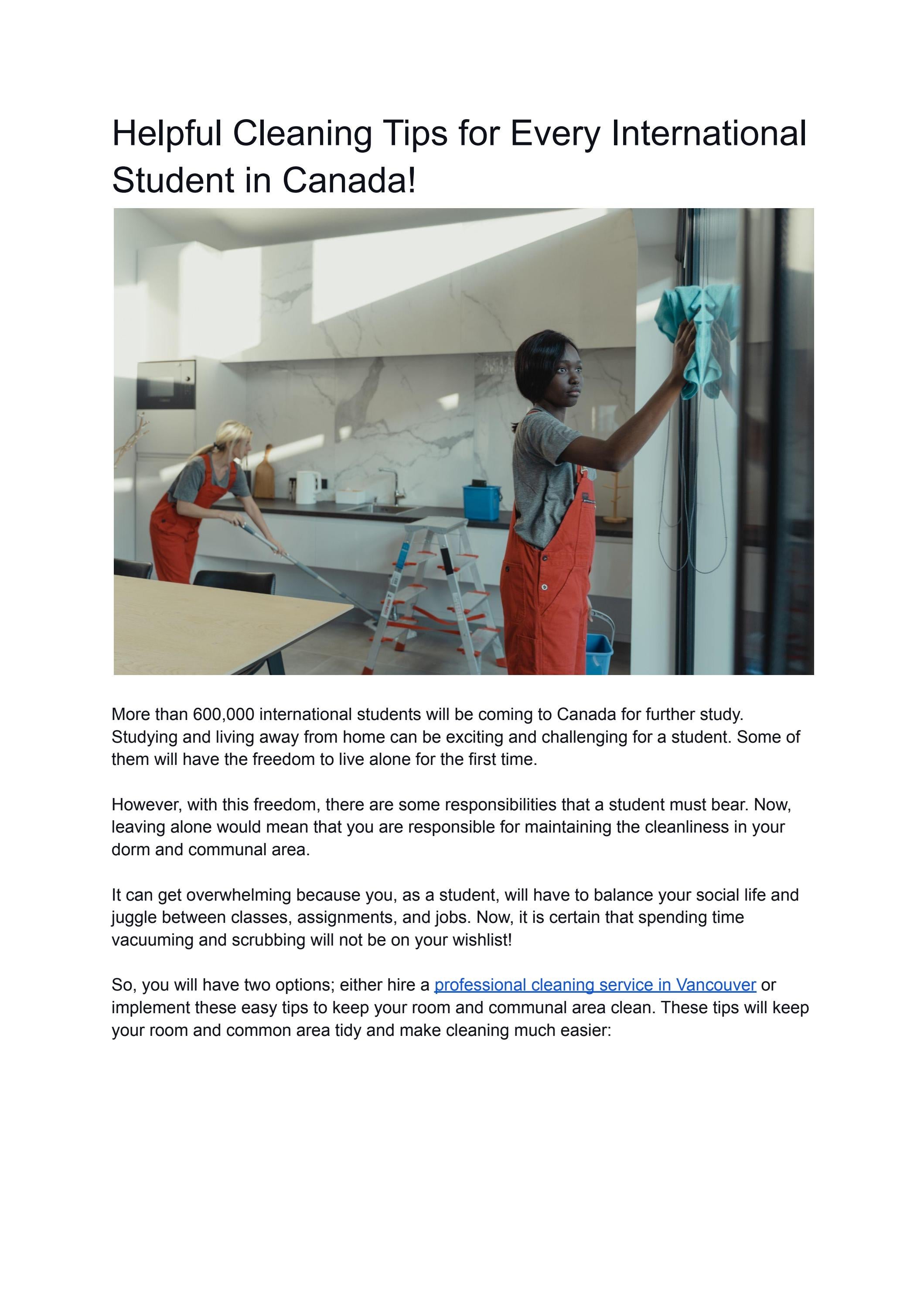 Helpful Cleaning Tips for Every International Student in Canada! by ...