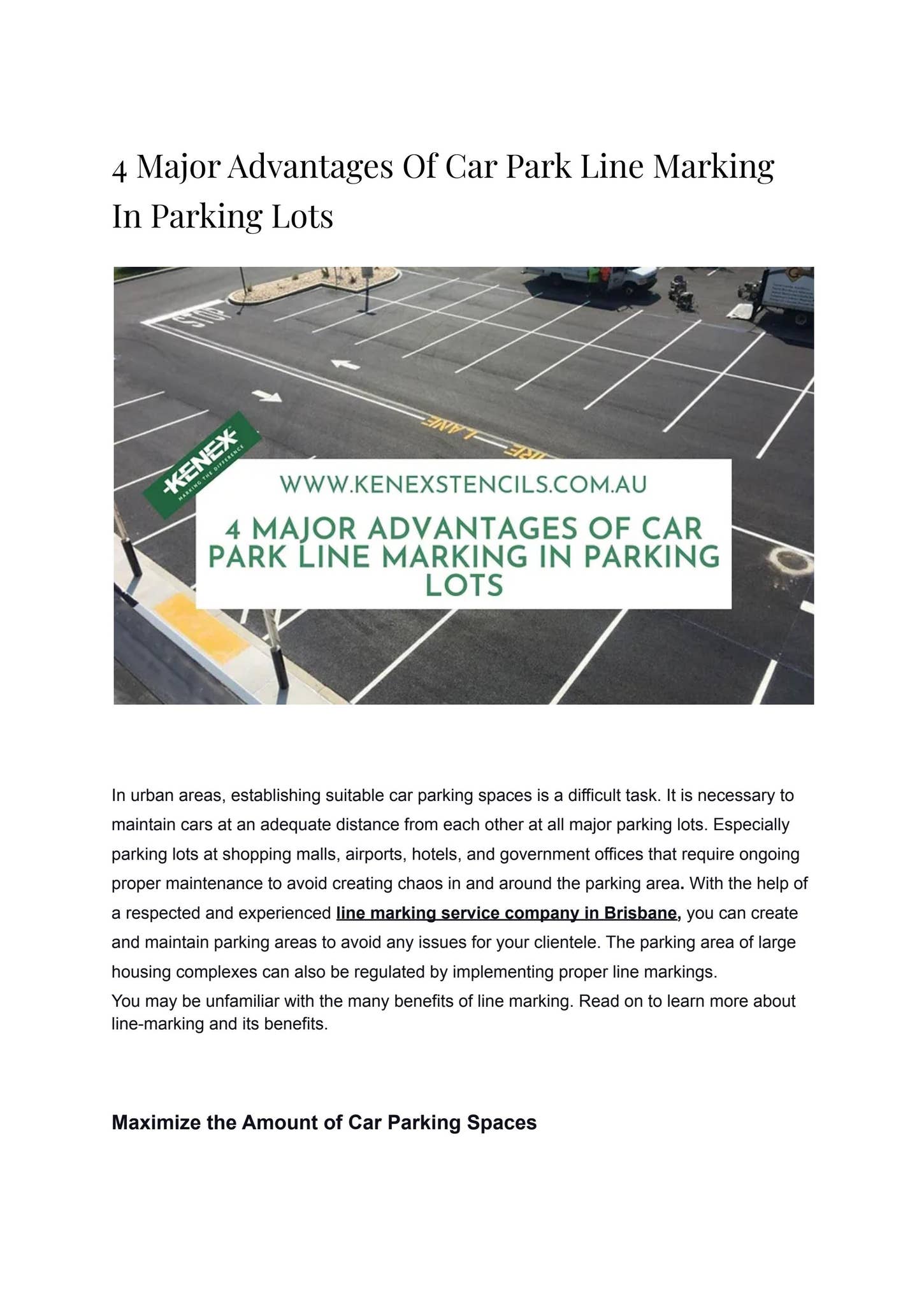 4 Major Advantages Of Car Park Line Marking In Parking Lots by Kenex ...