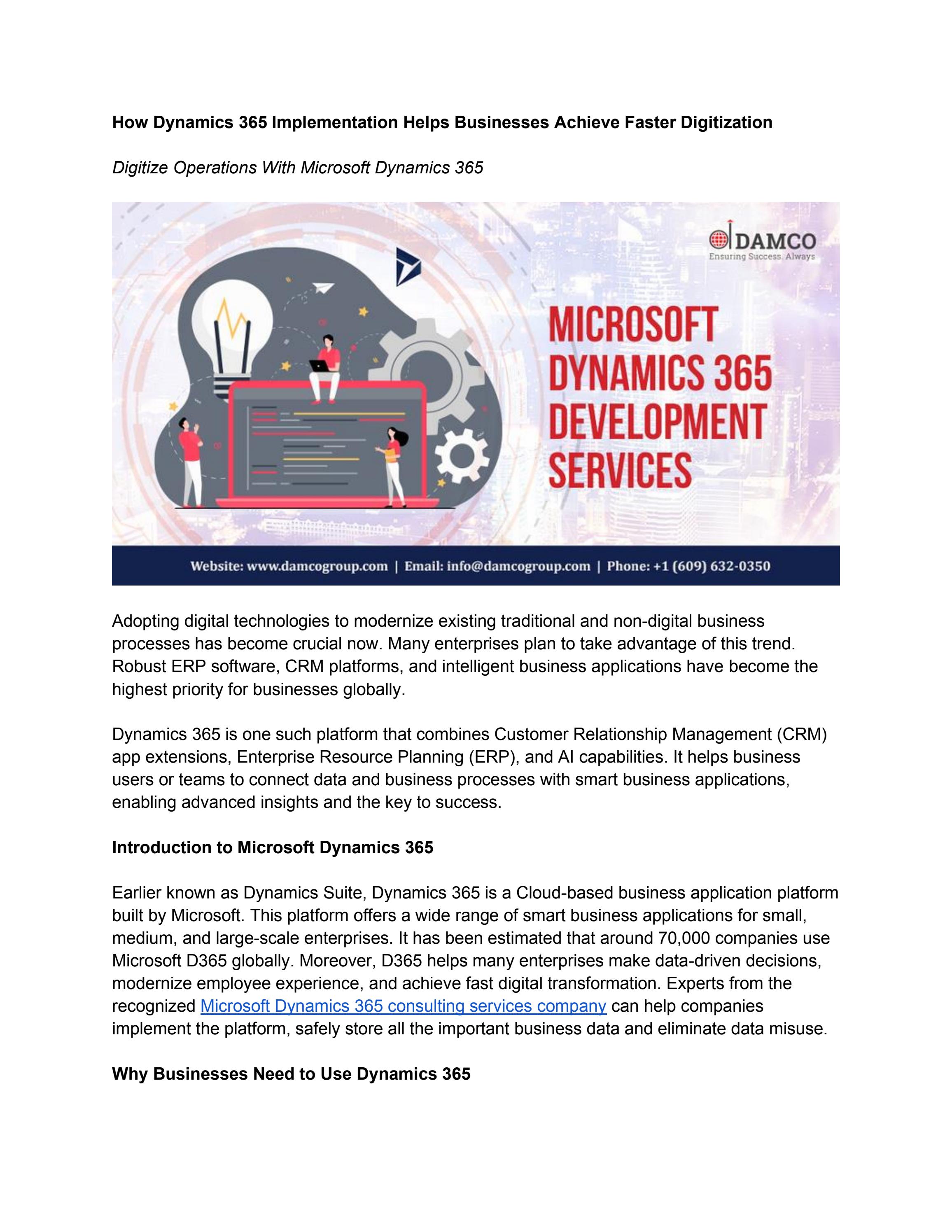 Streamline Business Operations With Dynamics 365 Implementation by suarezsara - Issuu