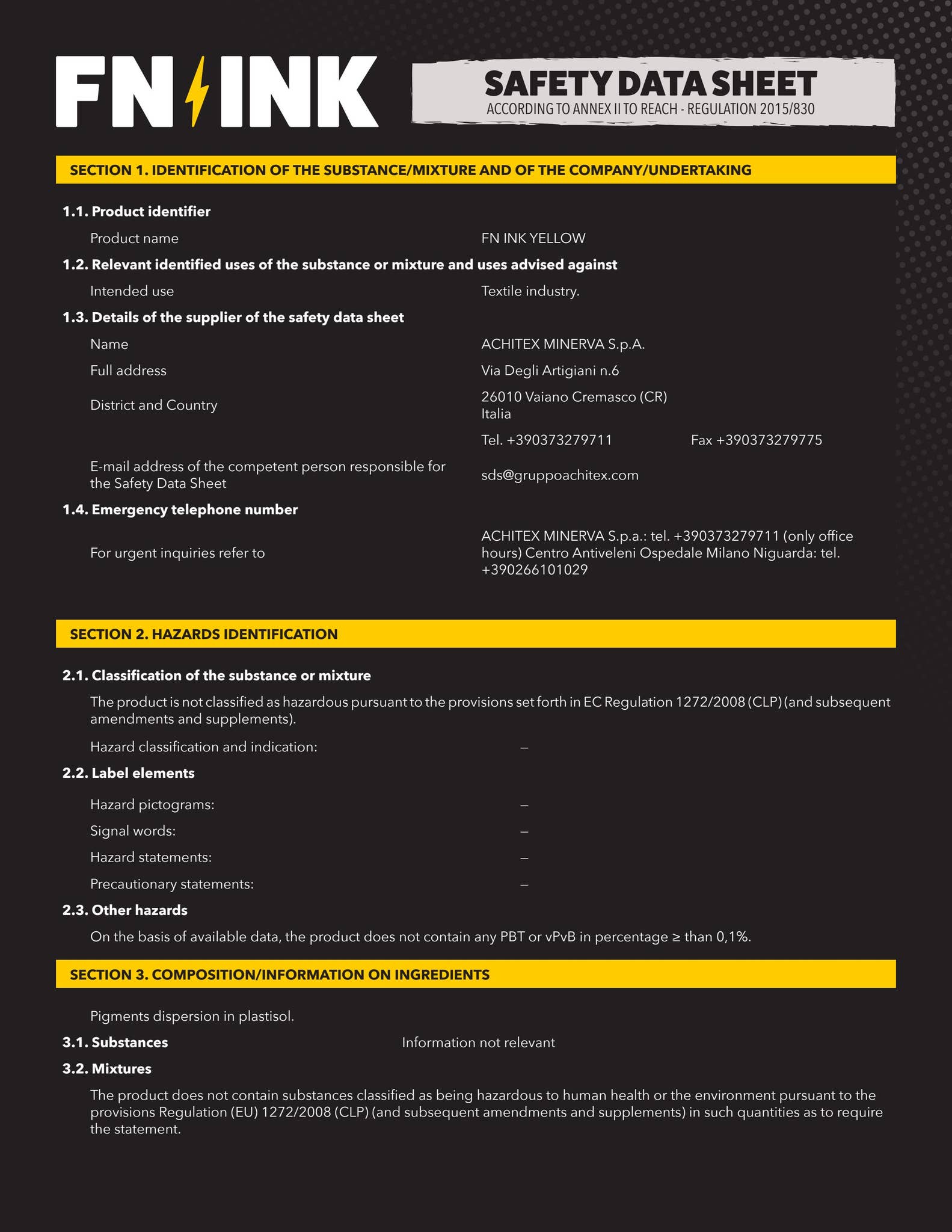 FN-INK_MSDS-YELLOW by mclogansupply - Issuu