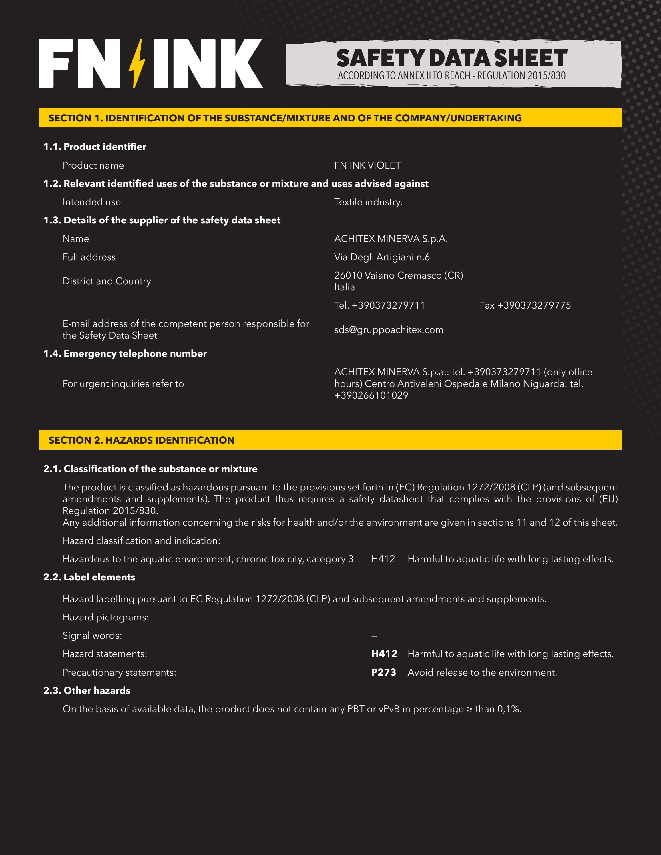 FN-INK_MSDS-VIOLET by mclogansupply - Issuu
