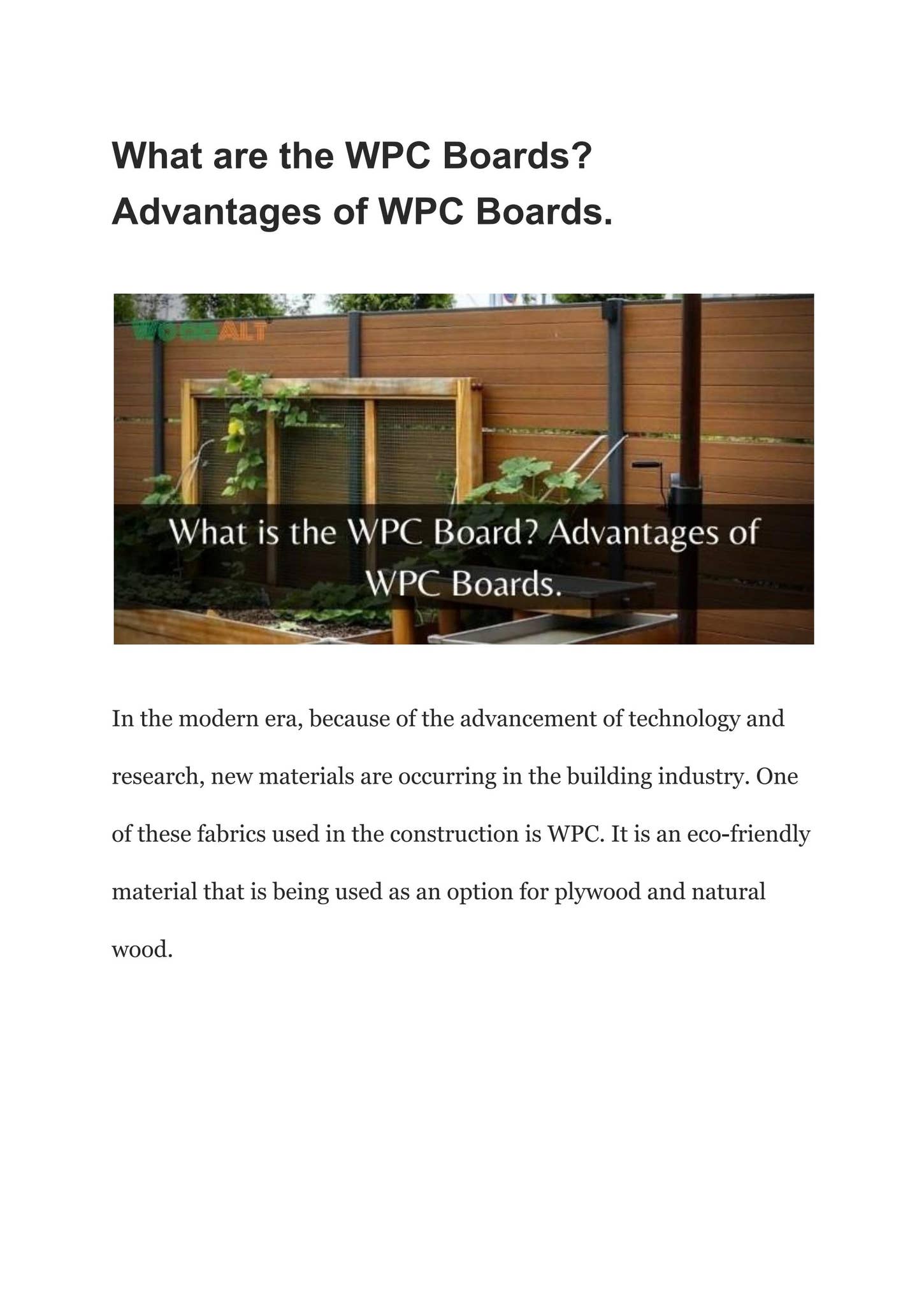 What are the WPC Boards? Advantages of WPC Boards. by woodalt - Issuu