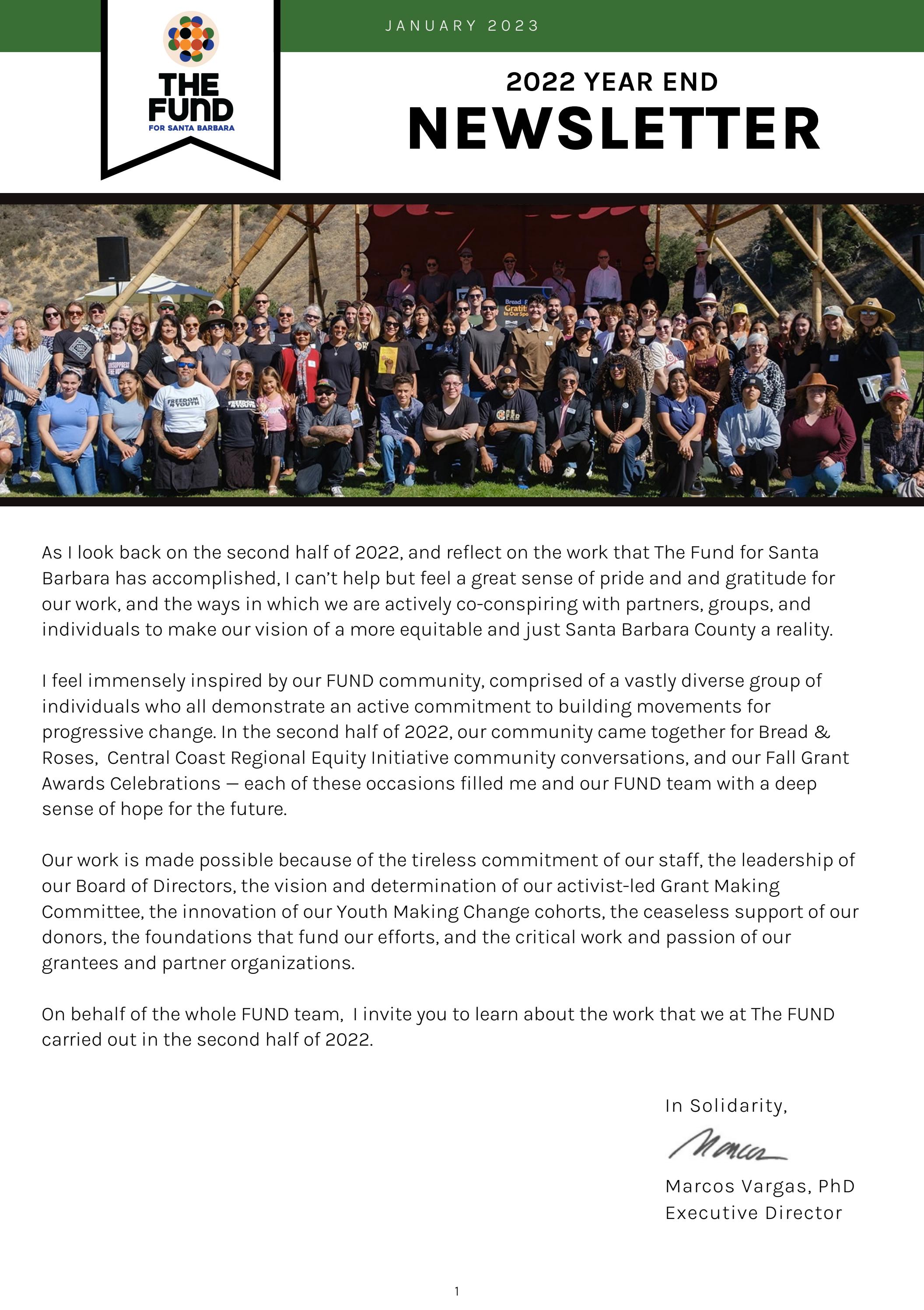 2022 Year End Newsletter - The FUND by FFSB805 - Issuu