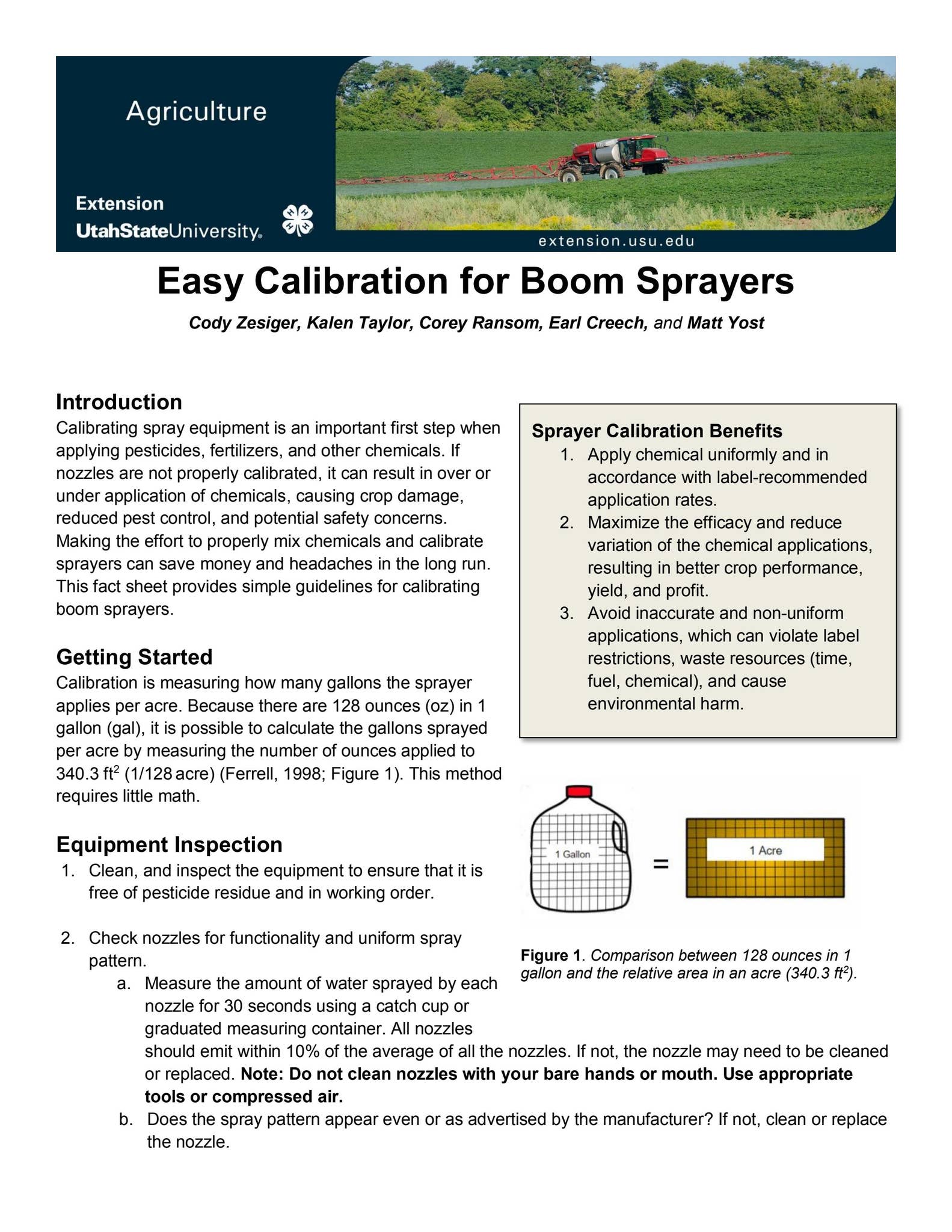 Easy Calibration for Boom Sprayers by Utah State University Extension ...