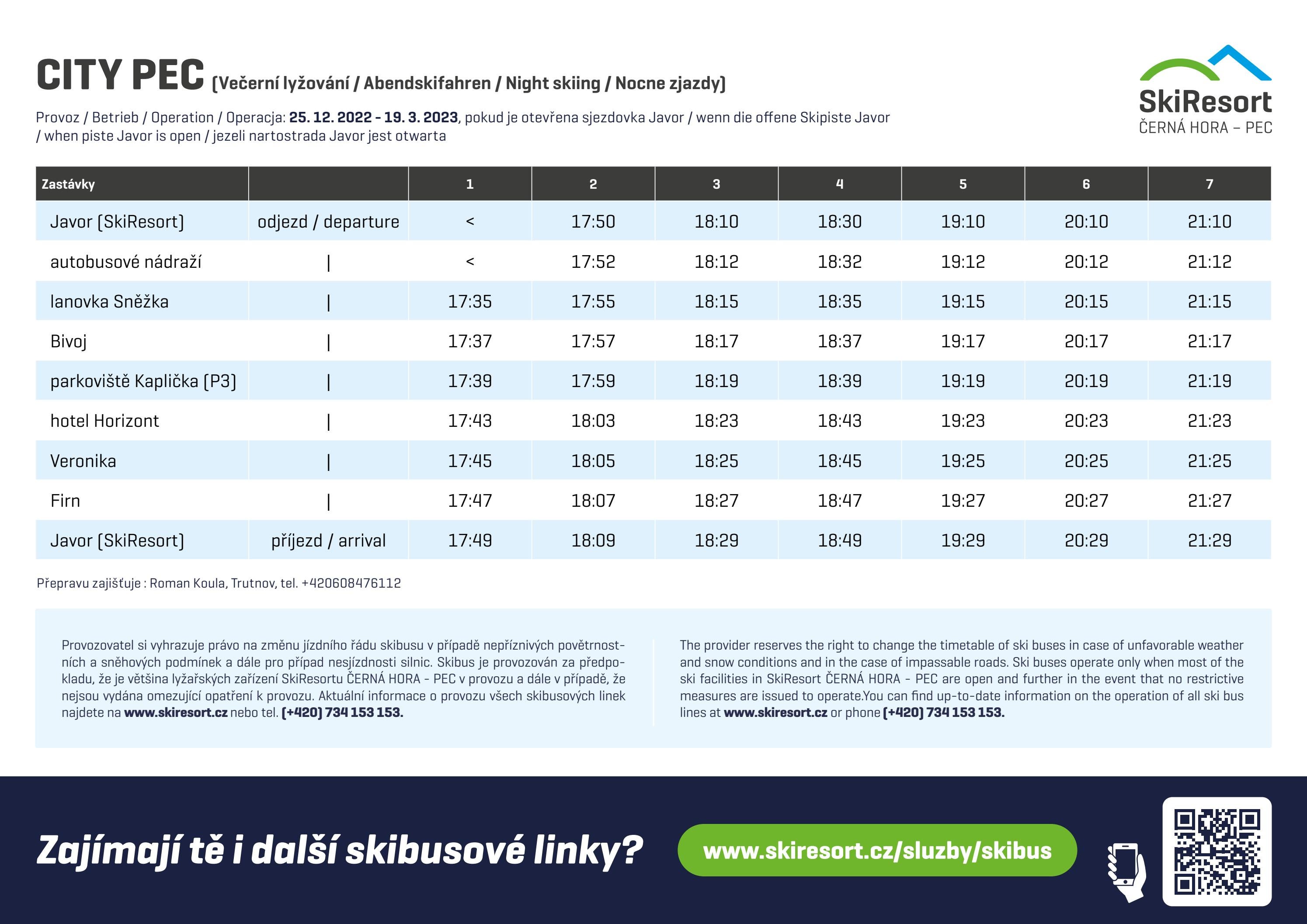 Skibus VEČER/NIGHT_Pec CITY by skiresortcernahorapec - Issuu