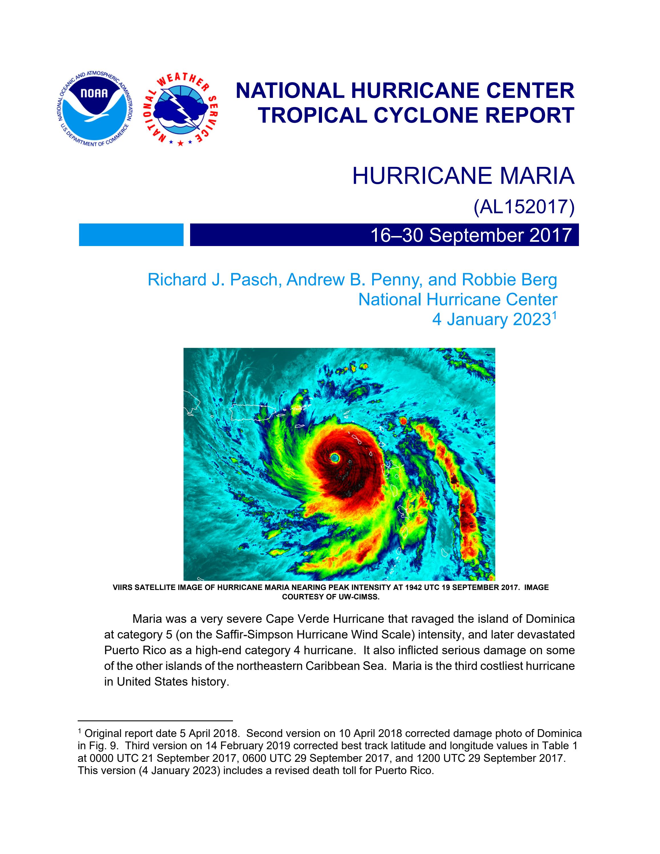 Hurricane Maria (Report Jan. 4, 2023) by La Colección Puertorriqueña ...