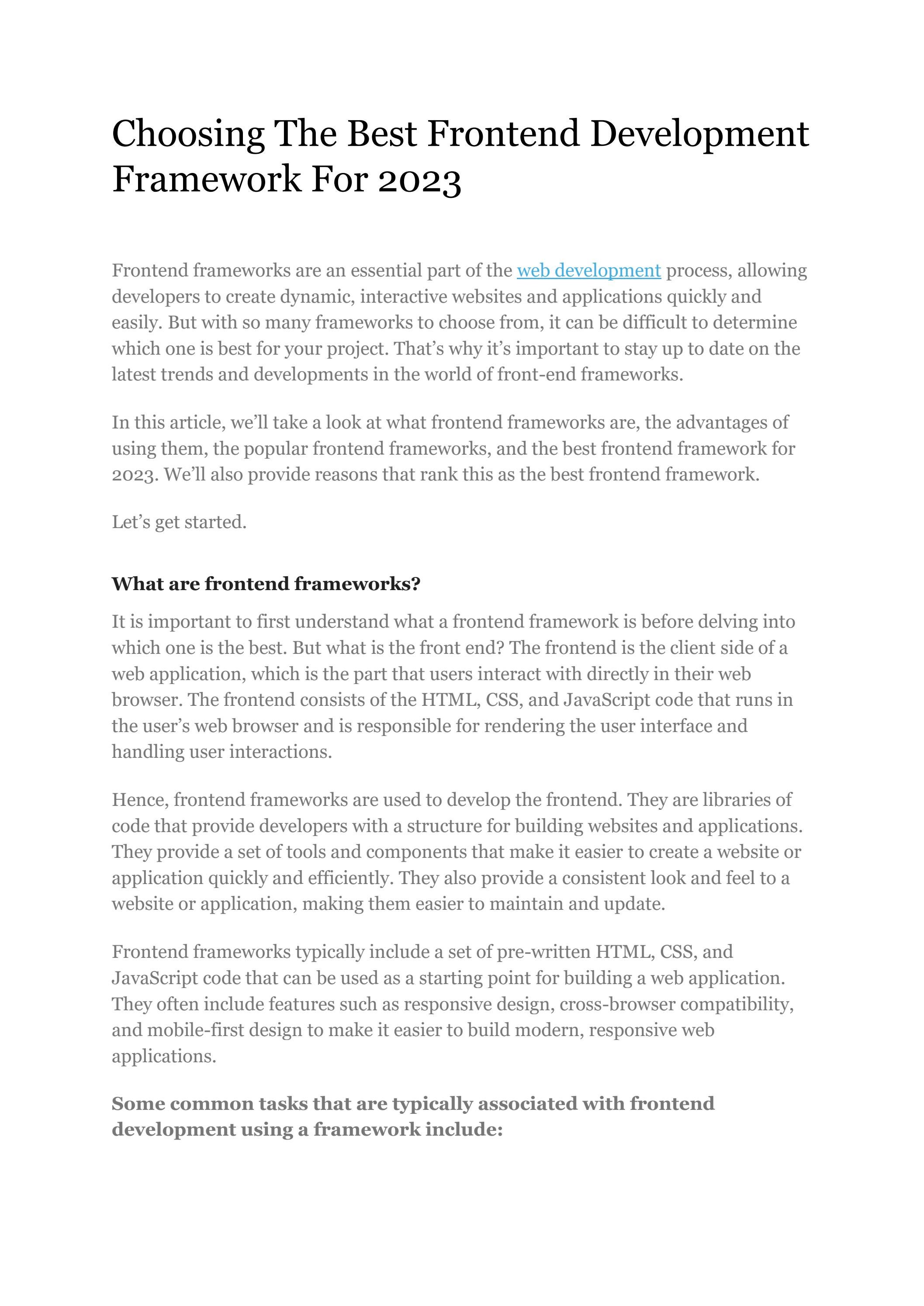 Choosing The Best Frontend Development Framework For 2023 by Sigma ...