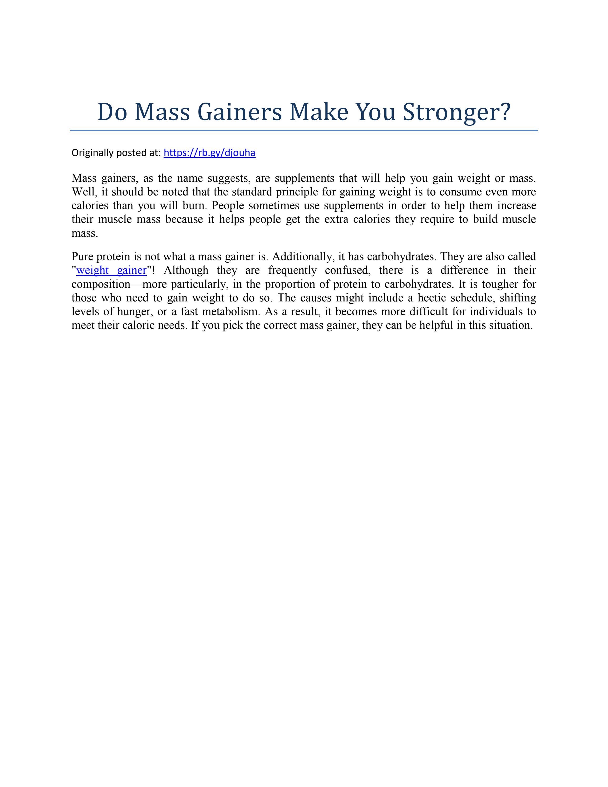 Do Mass Gainers Make You Stronger By Muscle Trail Issuu