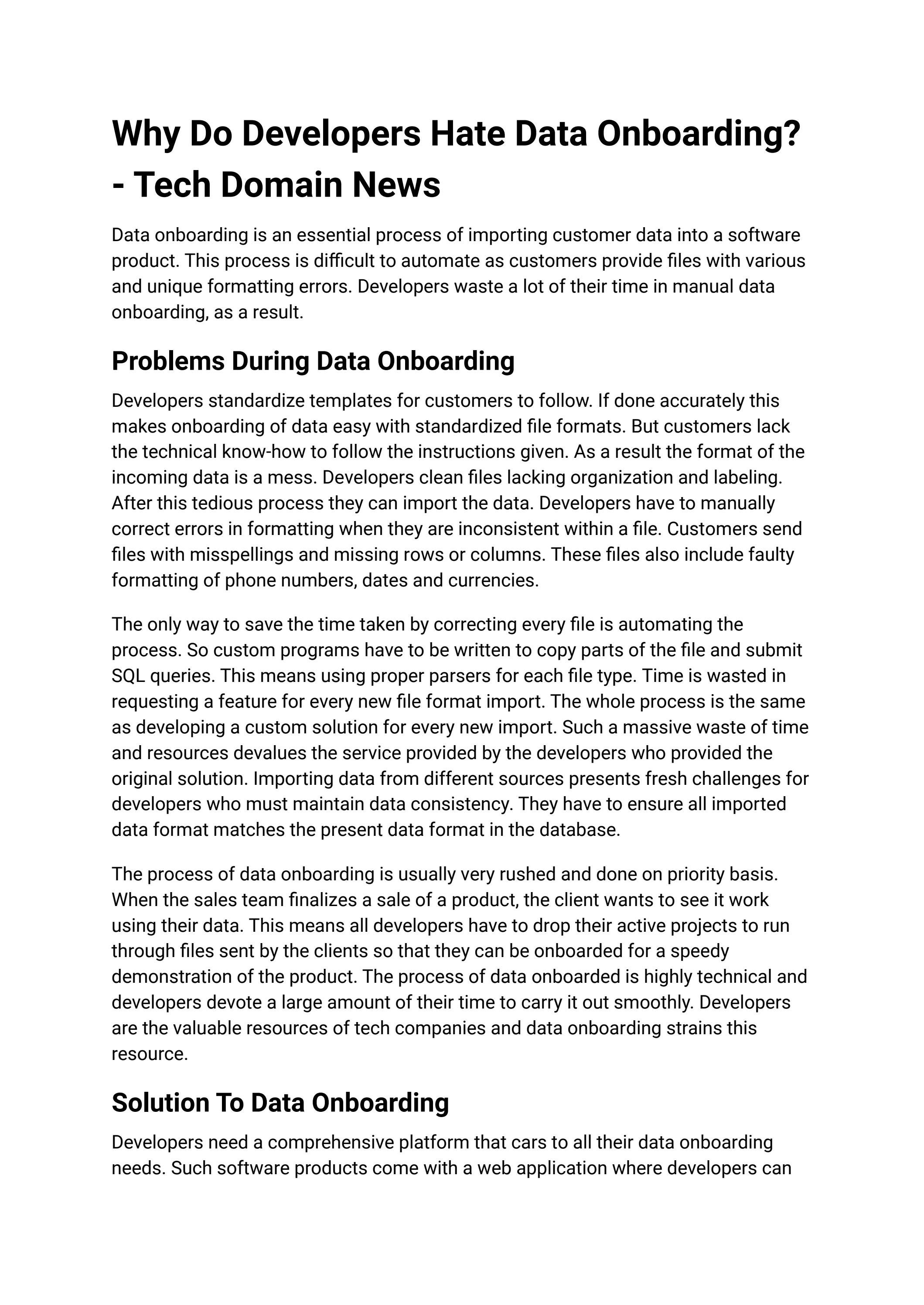 Why Do Developers Hate Data Onboarding Tech Domain News By Domainnewstech Issuu
