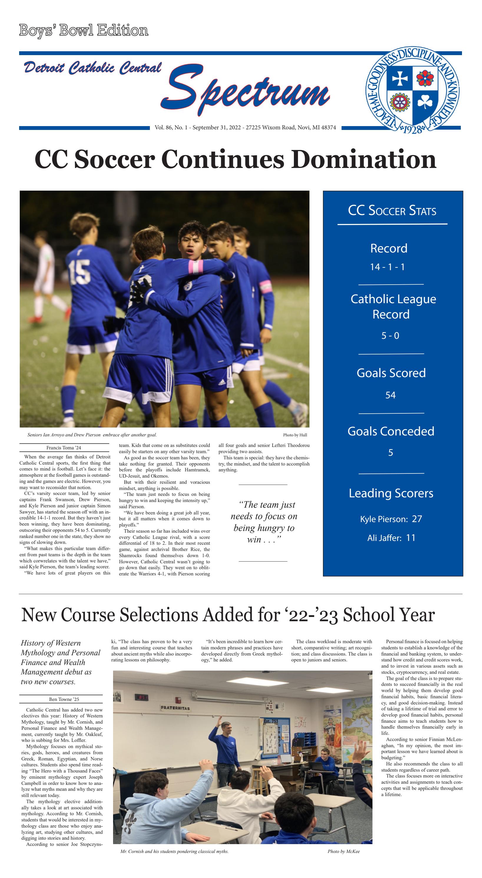 Spectrum - Sept 30, 2022 by Detroit Catholic Central High School - Issuu