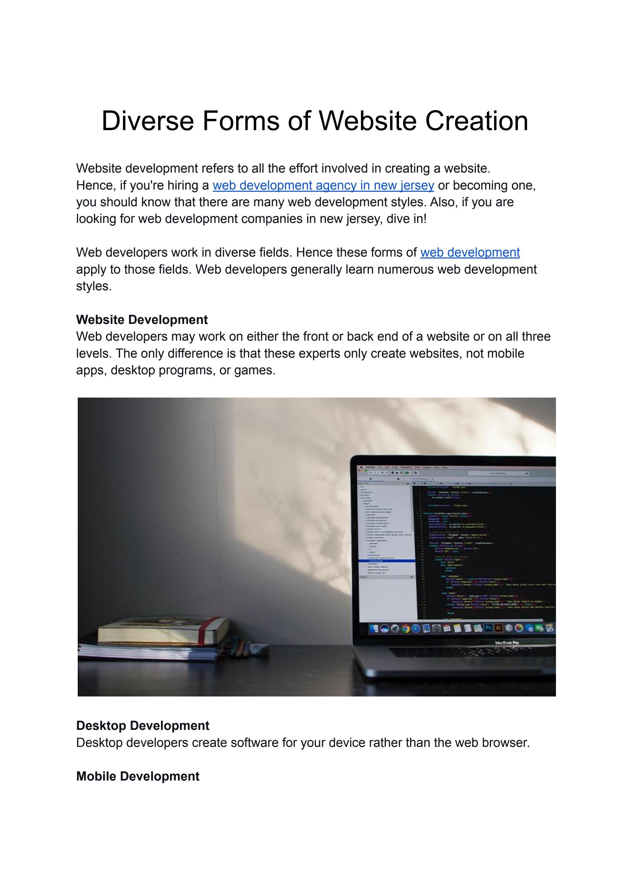 Diverse Forms of Website Creation by masterinfotech - Issuu