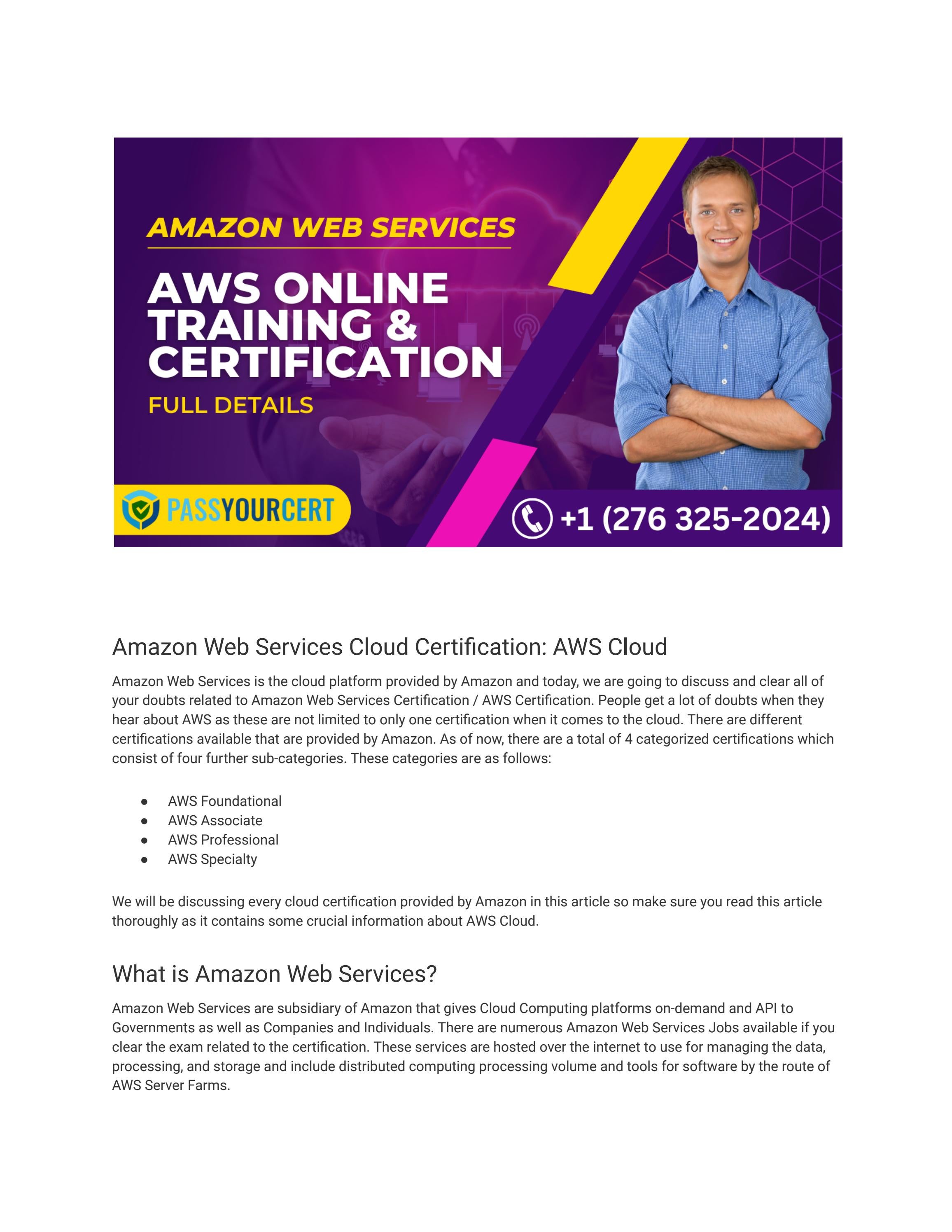 AMAZON WEB SERVICES | AWS ONLINE TRAINING & CERTIFICATION: FULL DETAILS ...