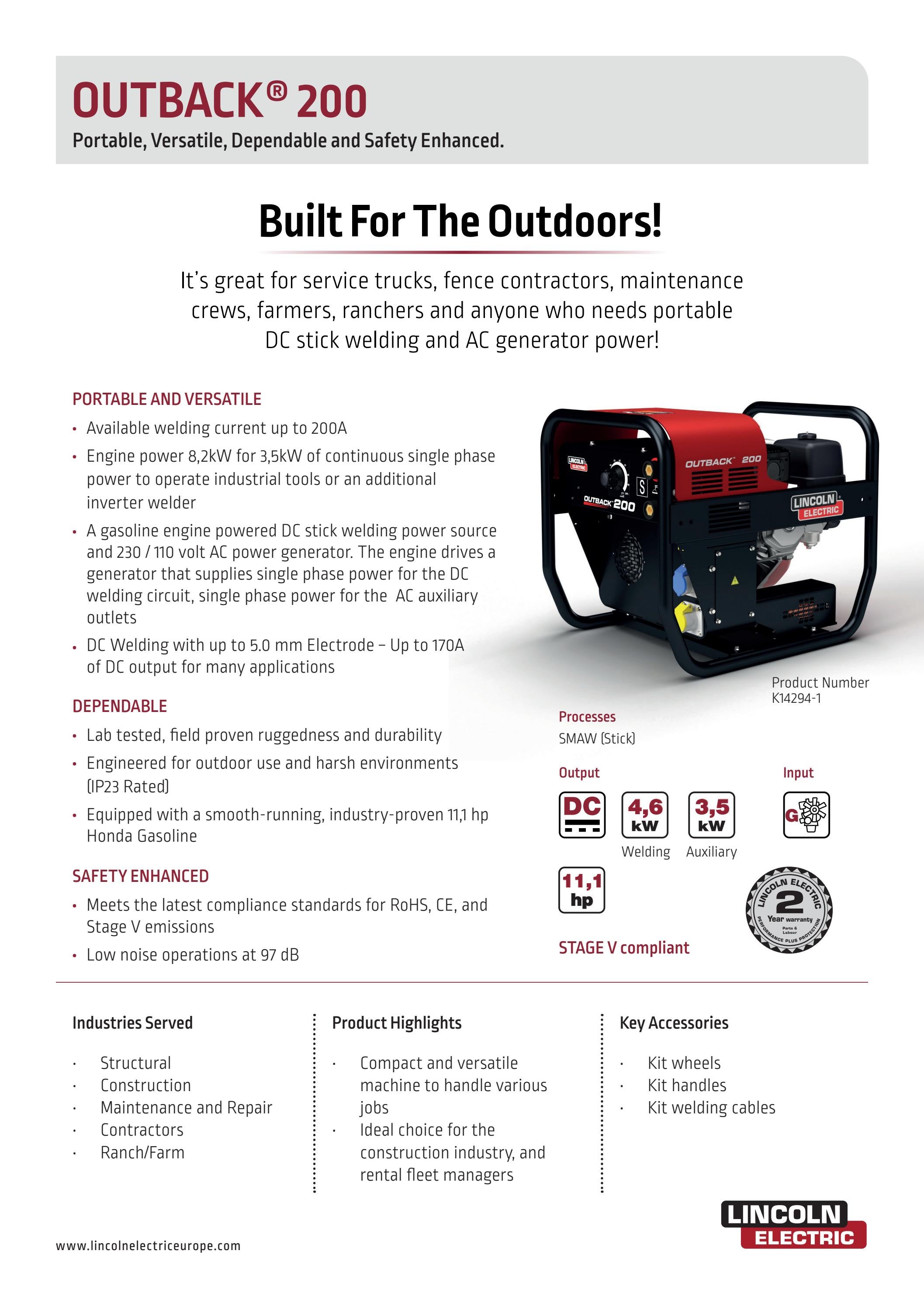 LINCOLN OUTBACK 200 by United Welding Supplies - Issuu