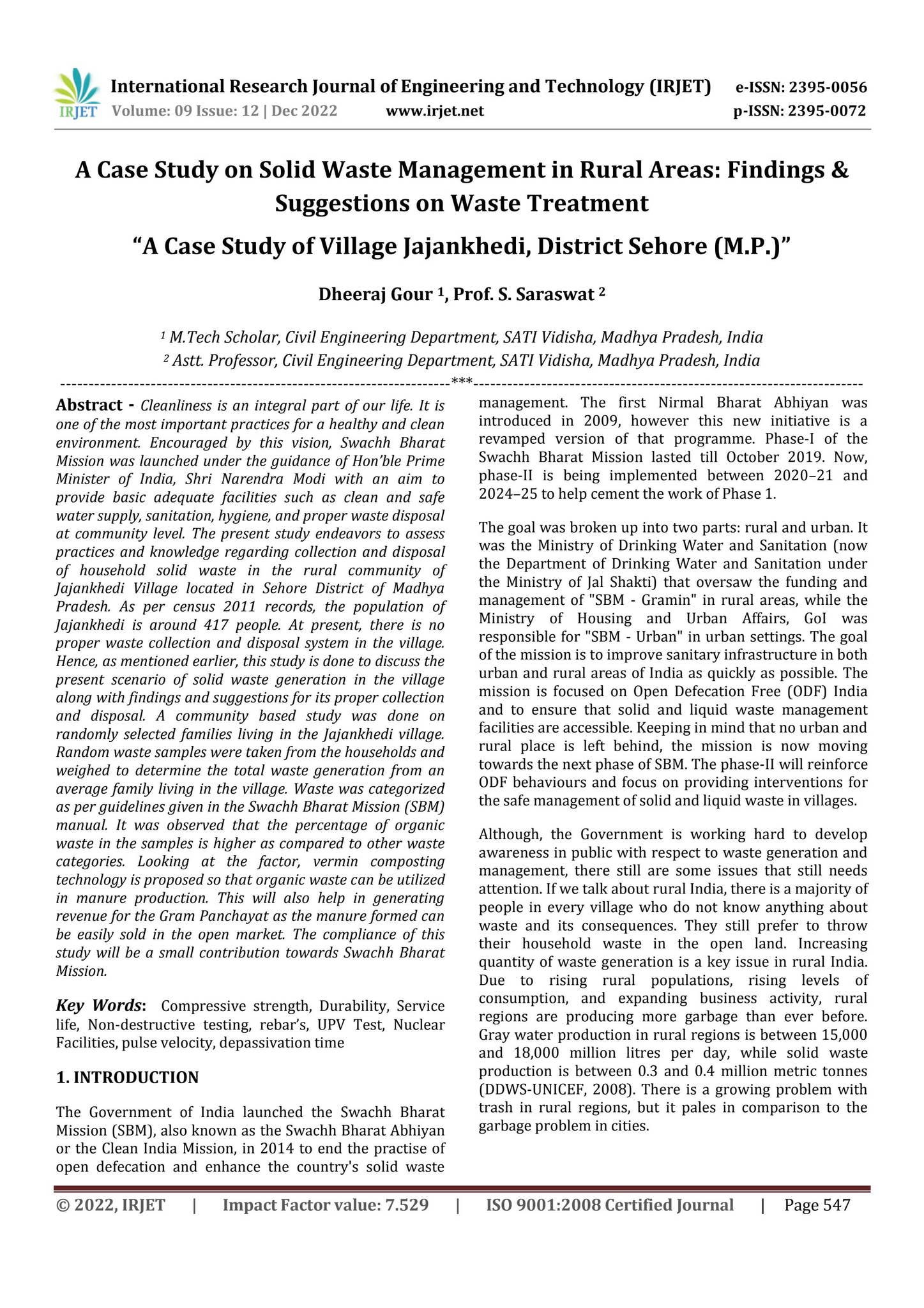A Case Study on Solid Waste Management in Rural Areas: Findings ...