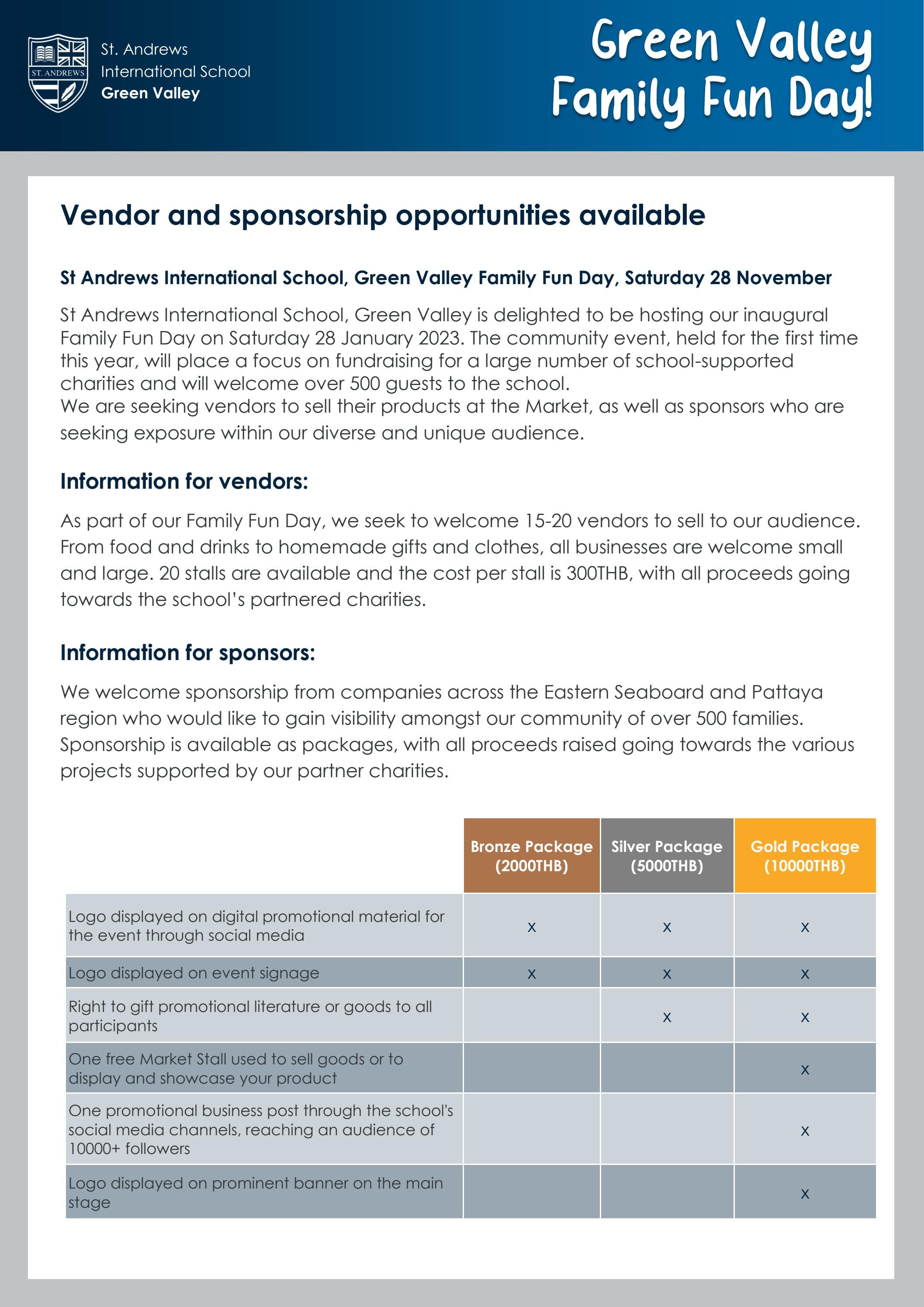 Family Fun Day sponsorship booklet by St Andrews International School ...