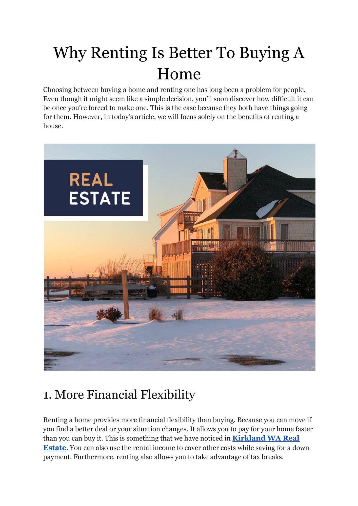 Reasons Why Renting Is Better Than Buying A Home by georgemoorhead - Issuu