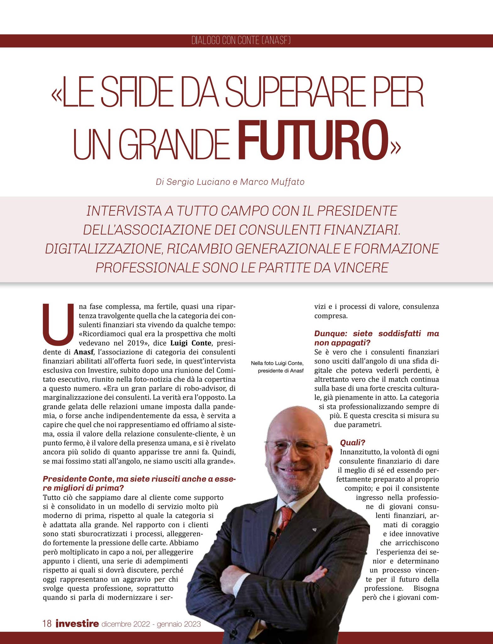 Intervista presidente Anasf Luigi Conte - Investire by anasfcf - Issuu
