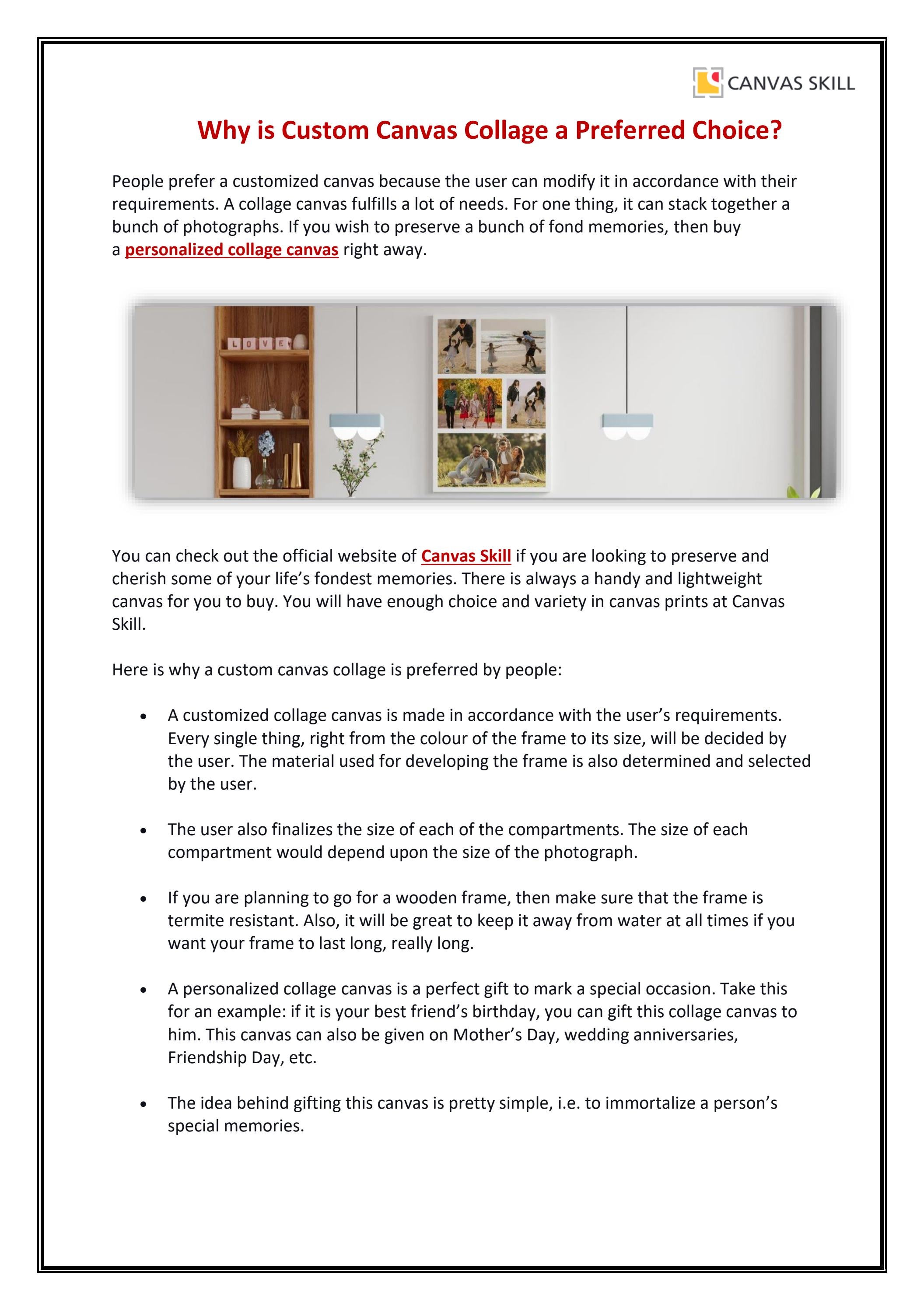 Why is Custom Canvas Collage a Preferred Choice? by canvasskill - Issuu