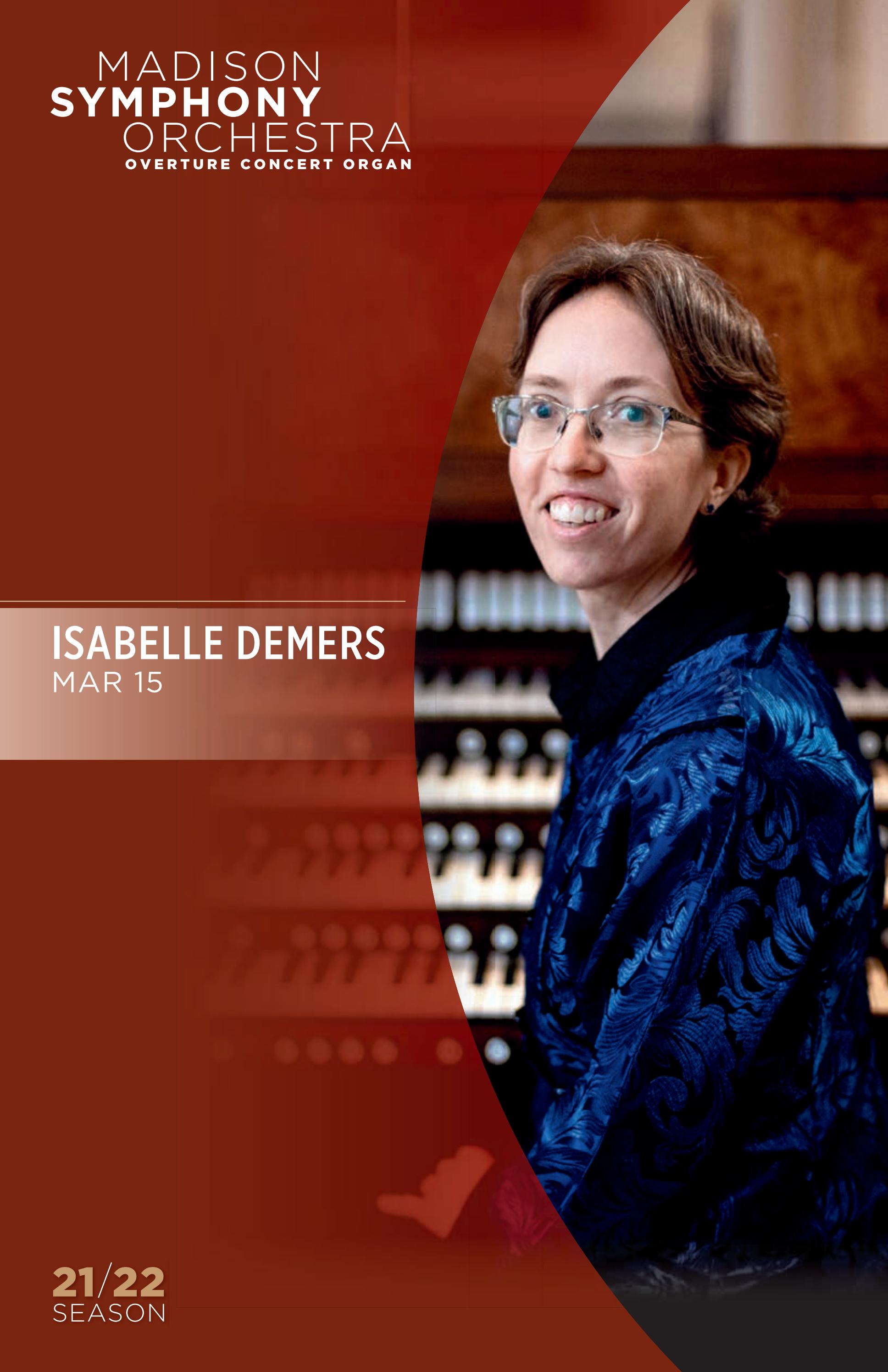Isabelle Demers, Organ, March 2022 by Madison Symphony Orchestra - Issuu