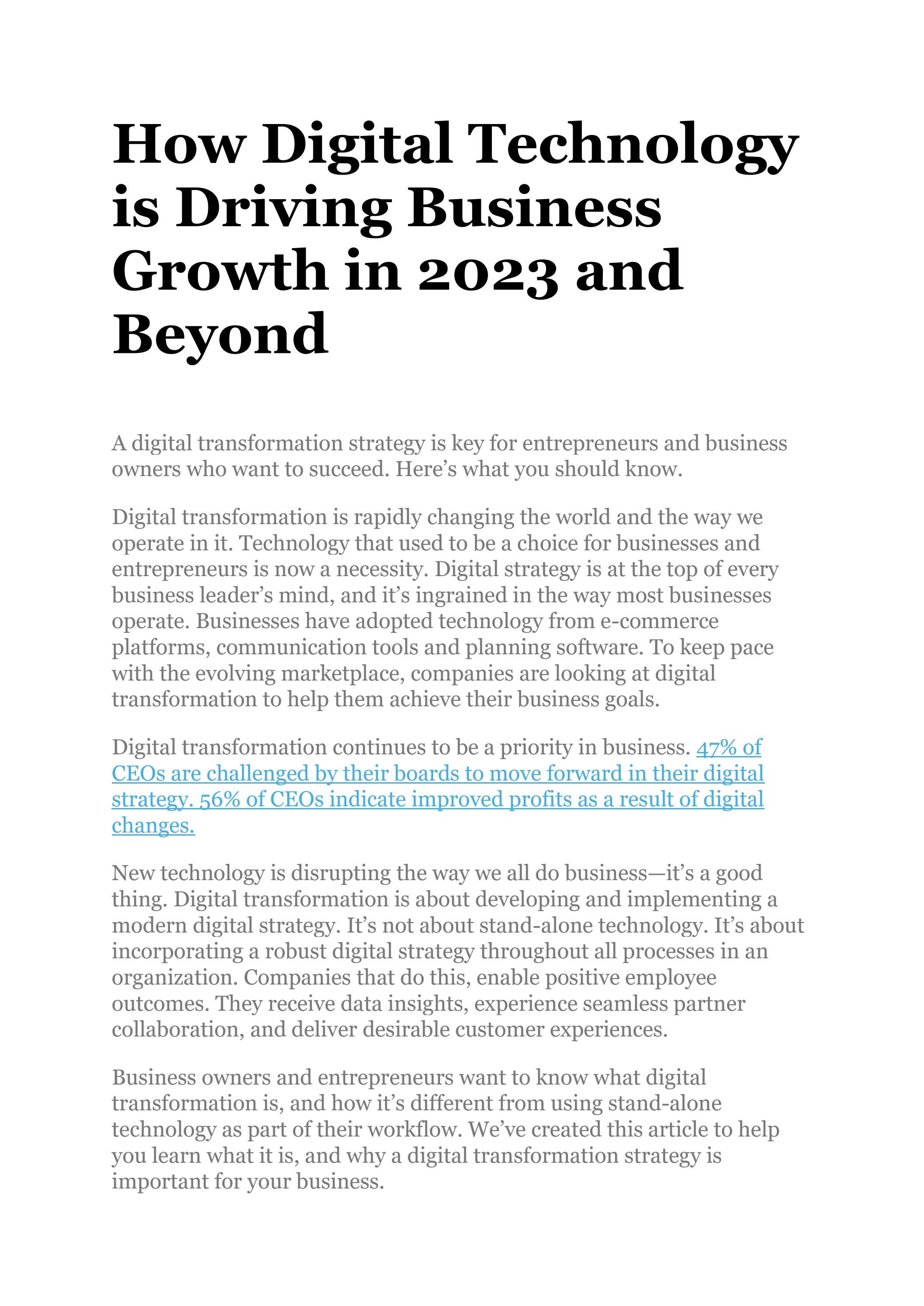 How Digital Technology is Driving Business Growth in 2023 and Beyond by Sigma Solve - Issuu