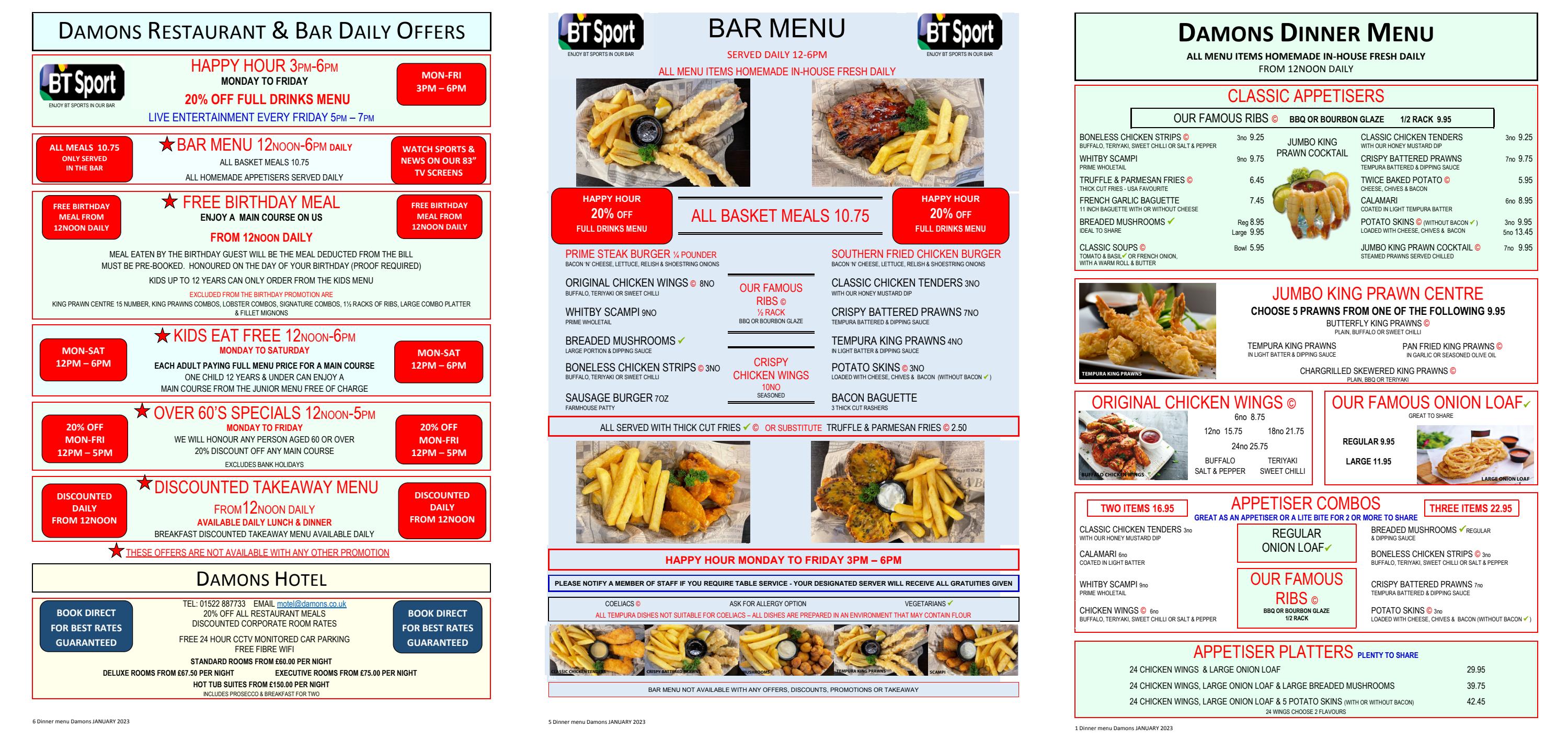 Damons - Dinner Menu by PaulStafford - Issuu