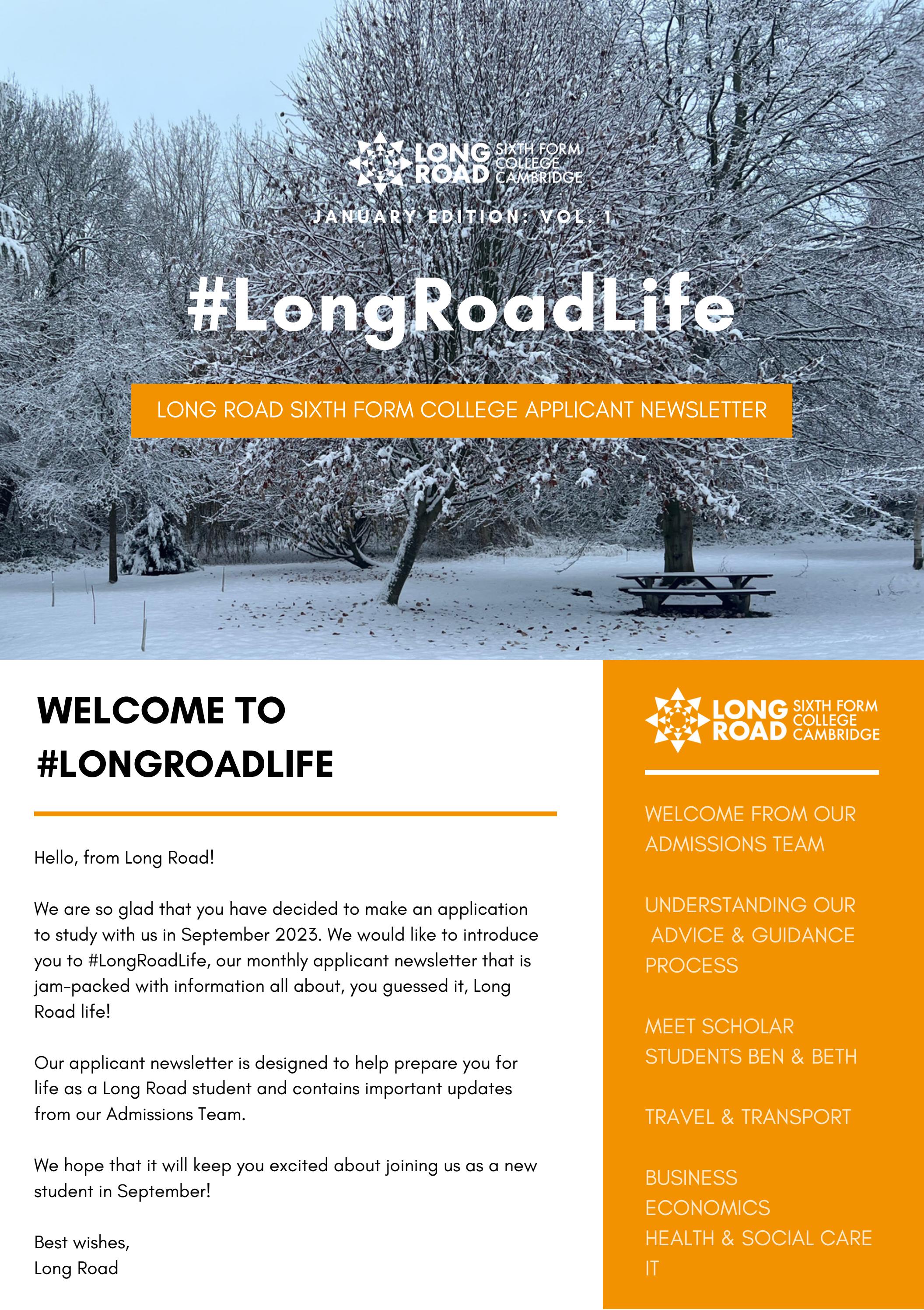 #LongRoadLife - January 2023 by Long Road Sixth Form College - Issuu