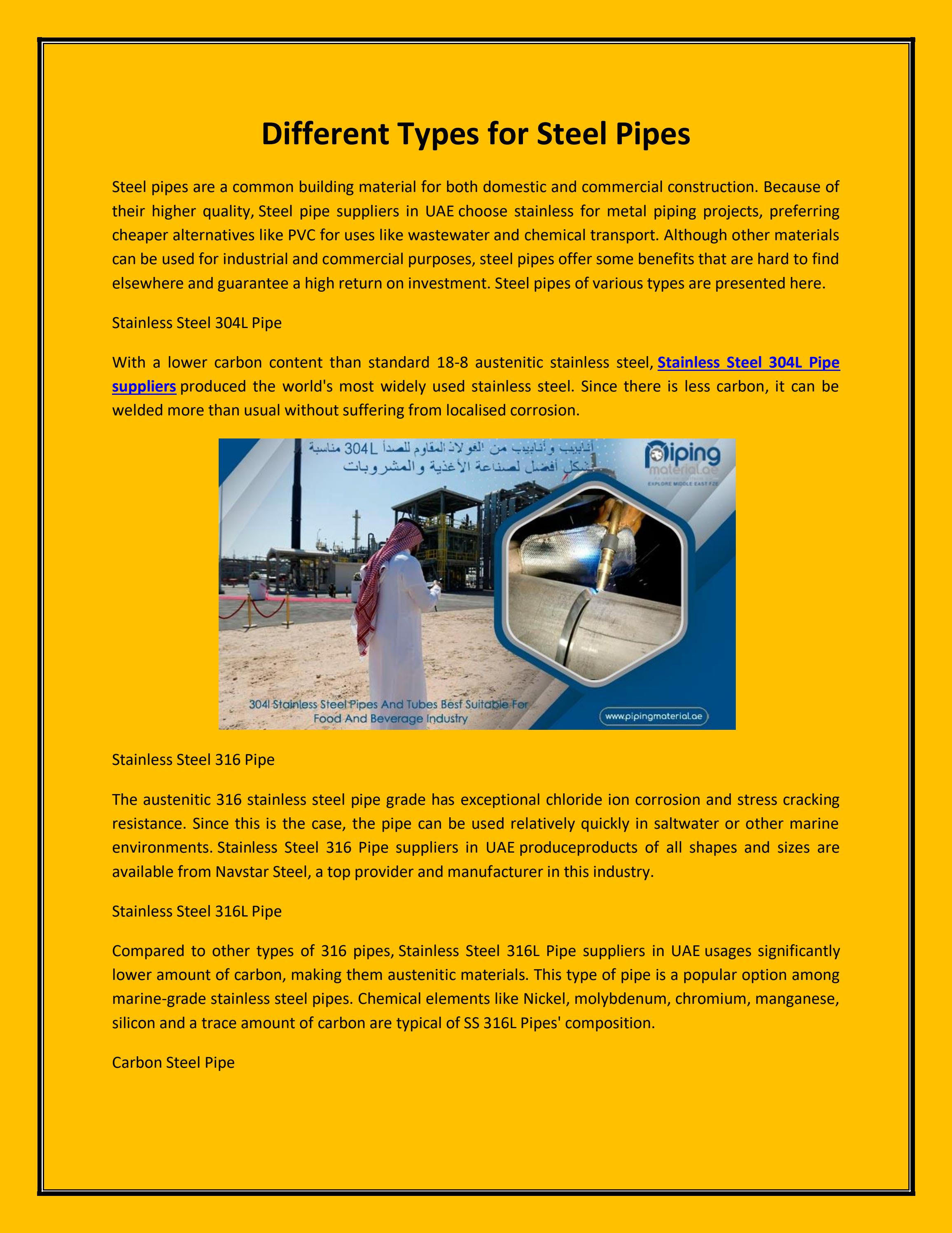 Different Types for Steel Pipes by piping material - Issuu