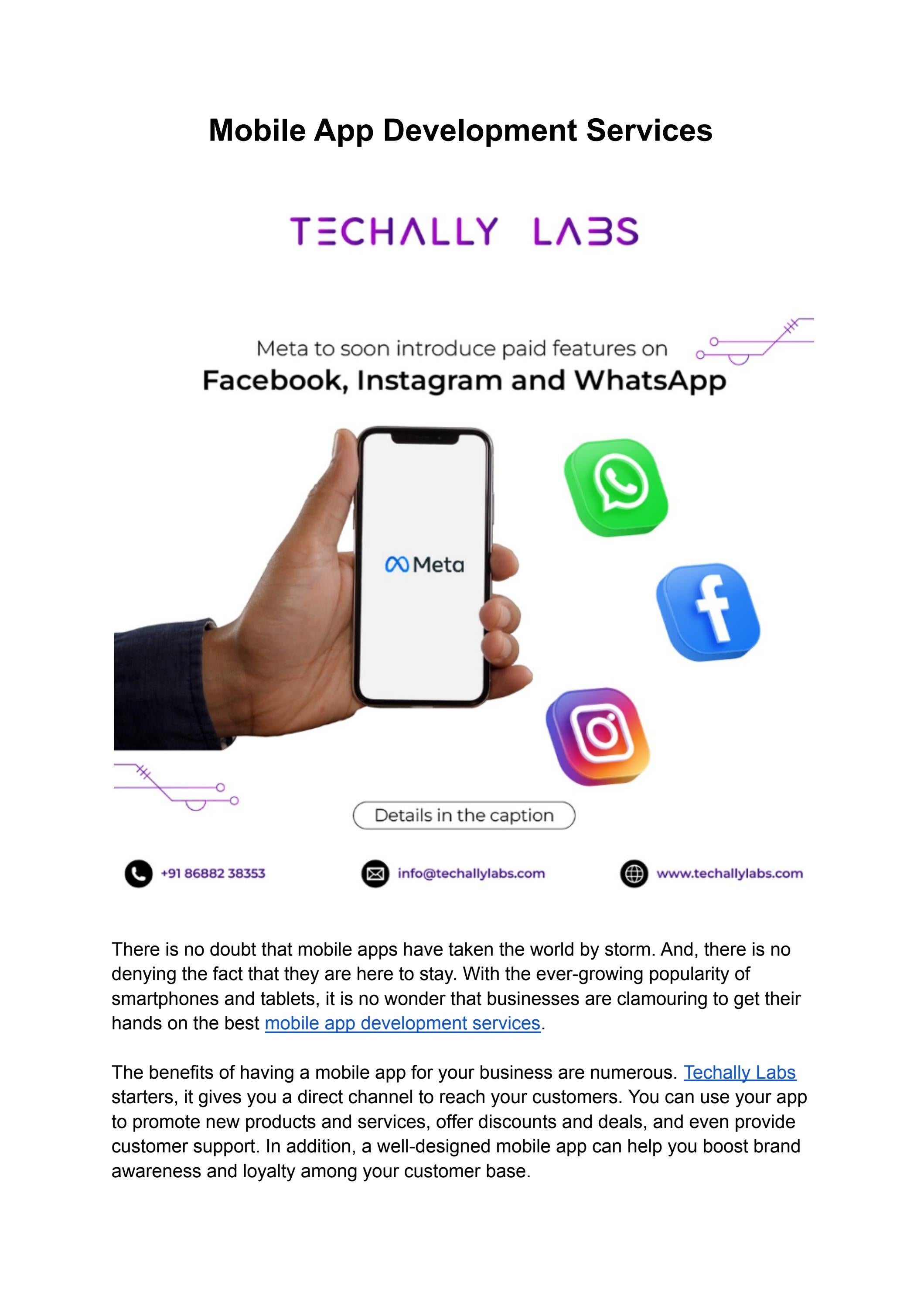 Mobile App Development Services by Techally Labs - Issuu