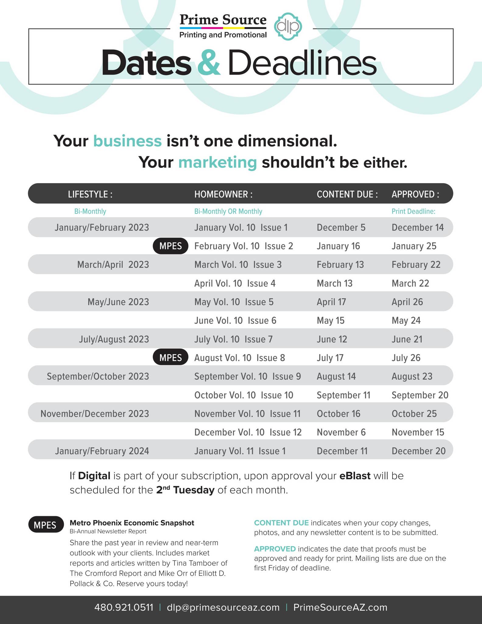 2023 Newsletter Dates and Deadlines by Prime Source | DLP Marketing - Issuu
