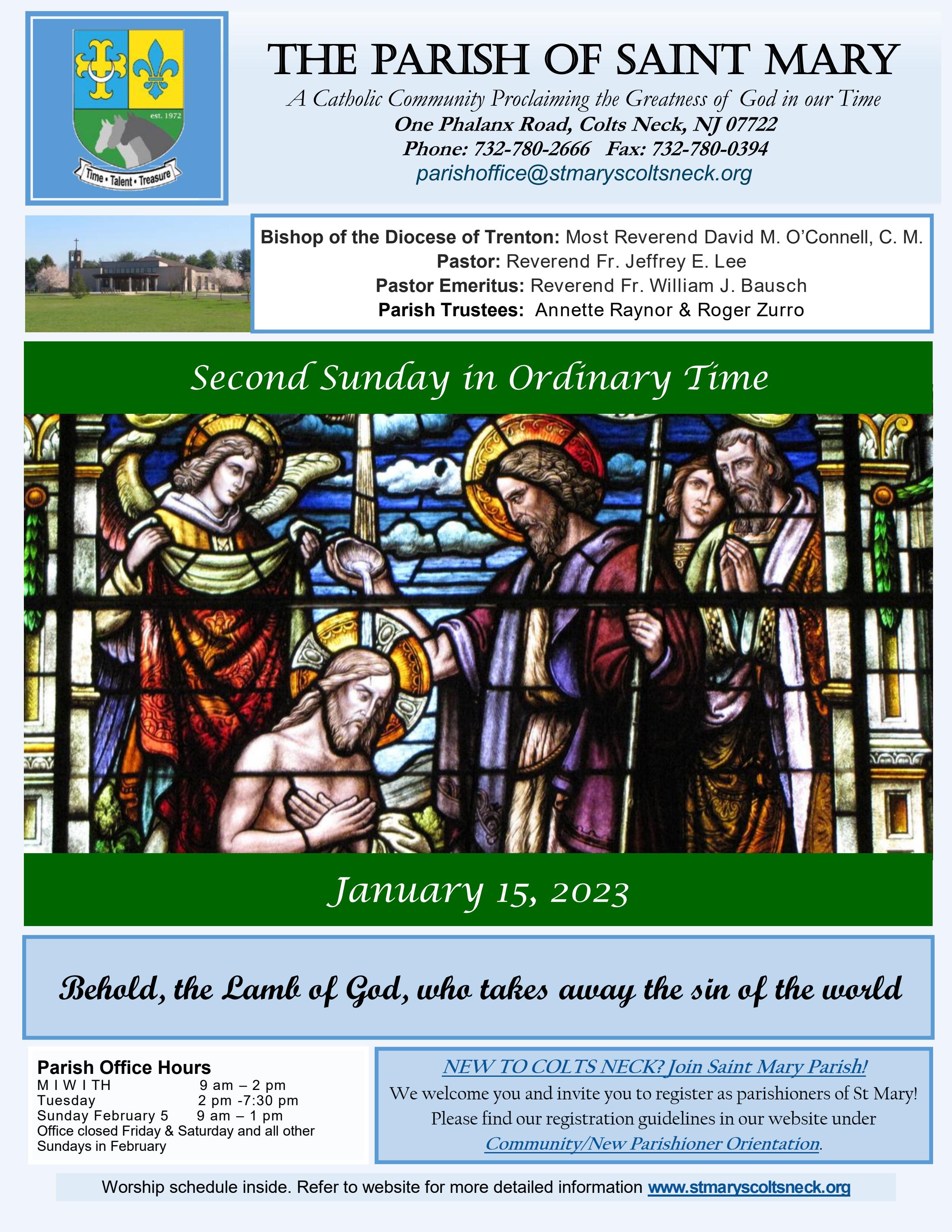 January 15 2023 Second Sunday In Ordinary Time By The Parish Of January 15 2023 Second Sunday In Ordinary Time By The Parish Of