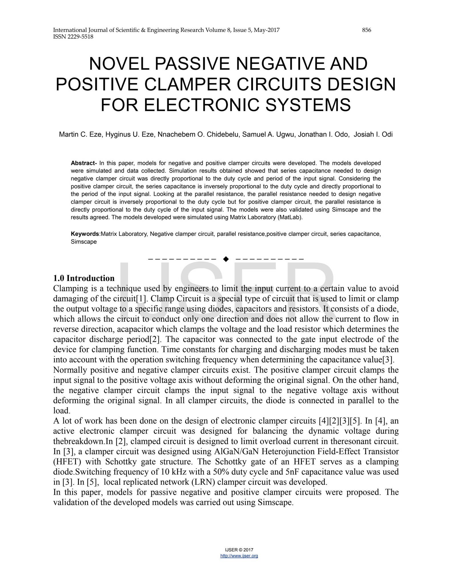 NOVEL PASSIVE NEGATIVE AND POSITIVE CLAMPER CIRCUITS DESIGN FOR ...