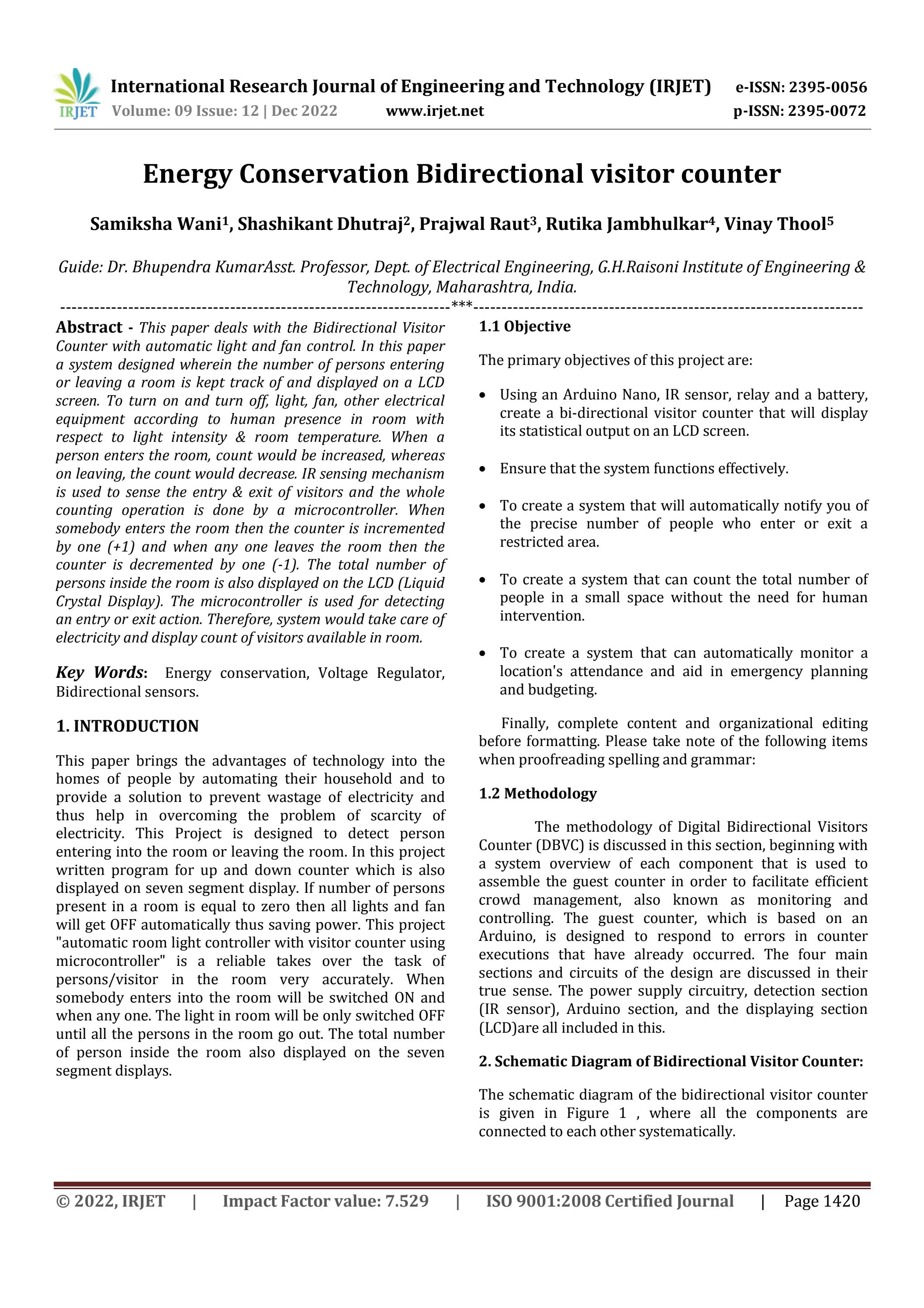 Energy Conservation Bidirectional visitor counter by IRJET Journal - Issuu