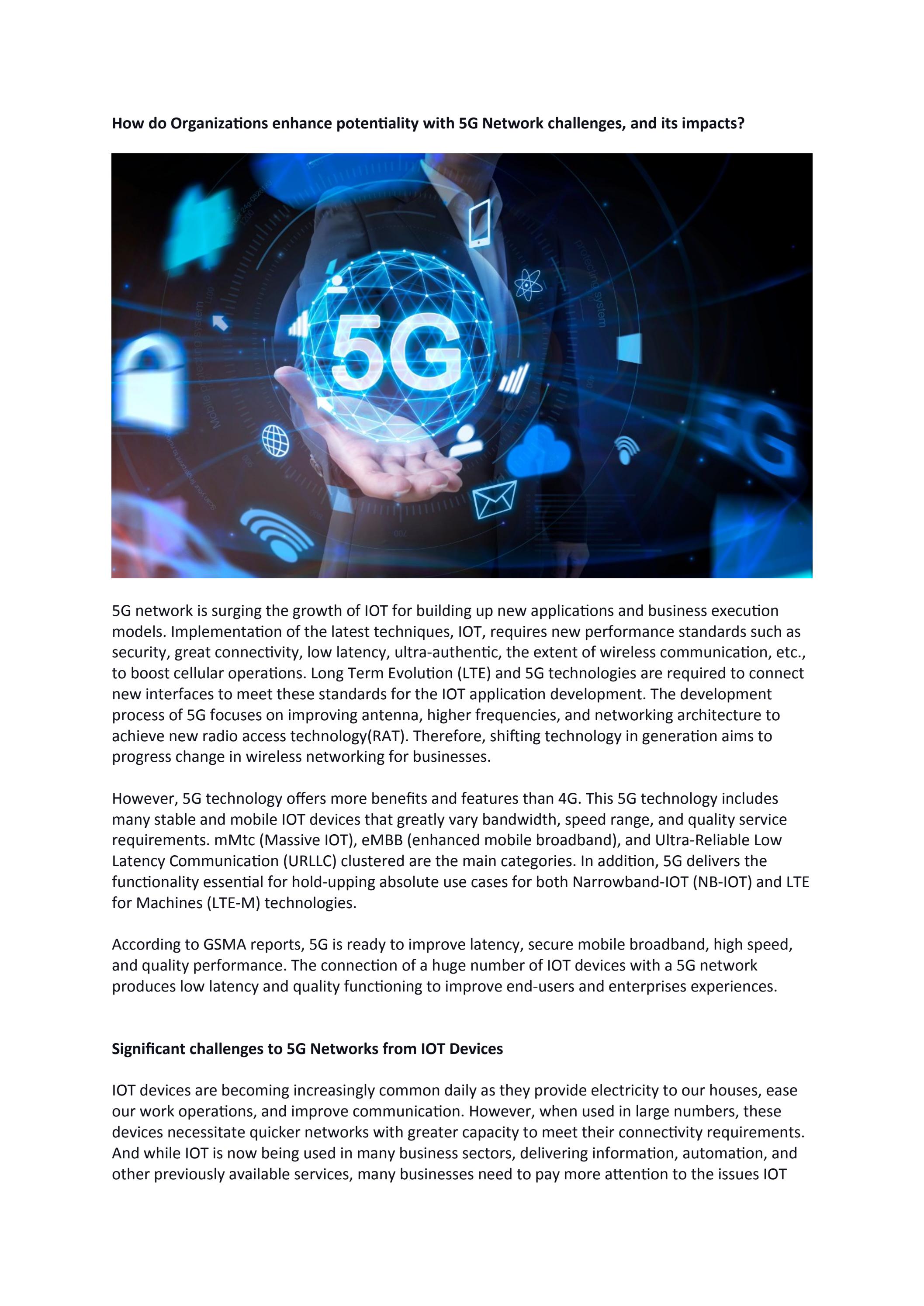 How do Organizations enhance potentiality with 5G Network challenges, and its impacts? by sun ...