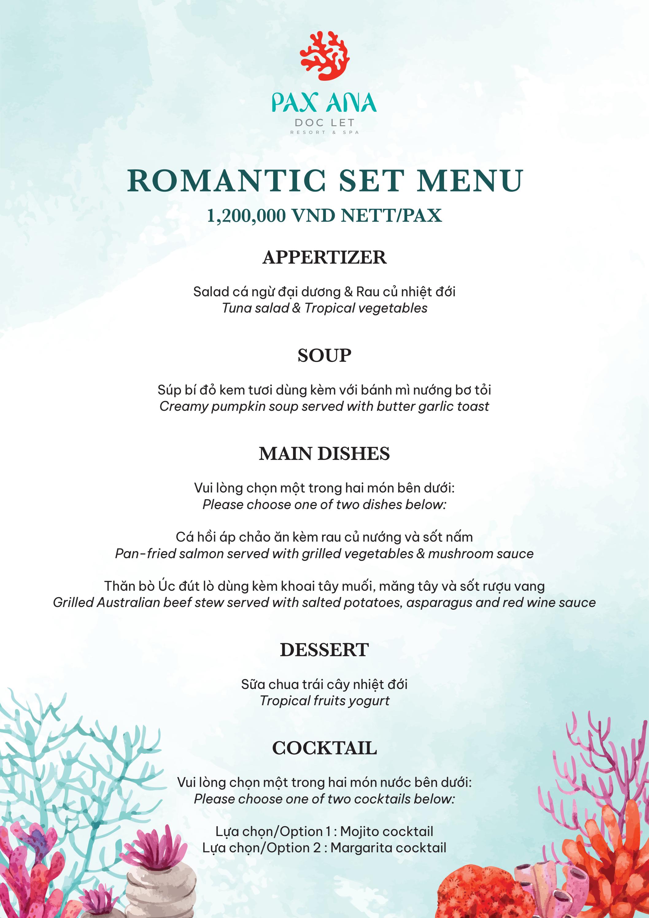 Romantic set menu - Pax Ana Doc Let by Ana Mandara Cam Ranh - Issuu