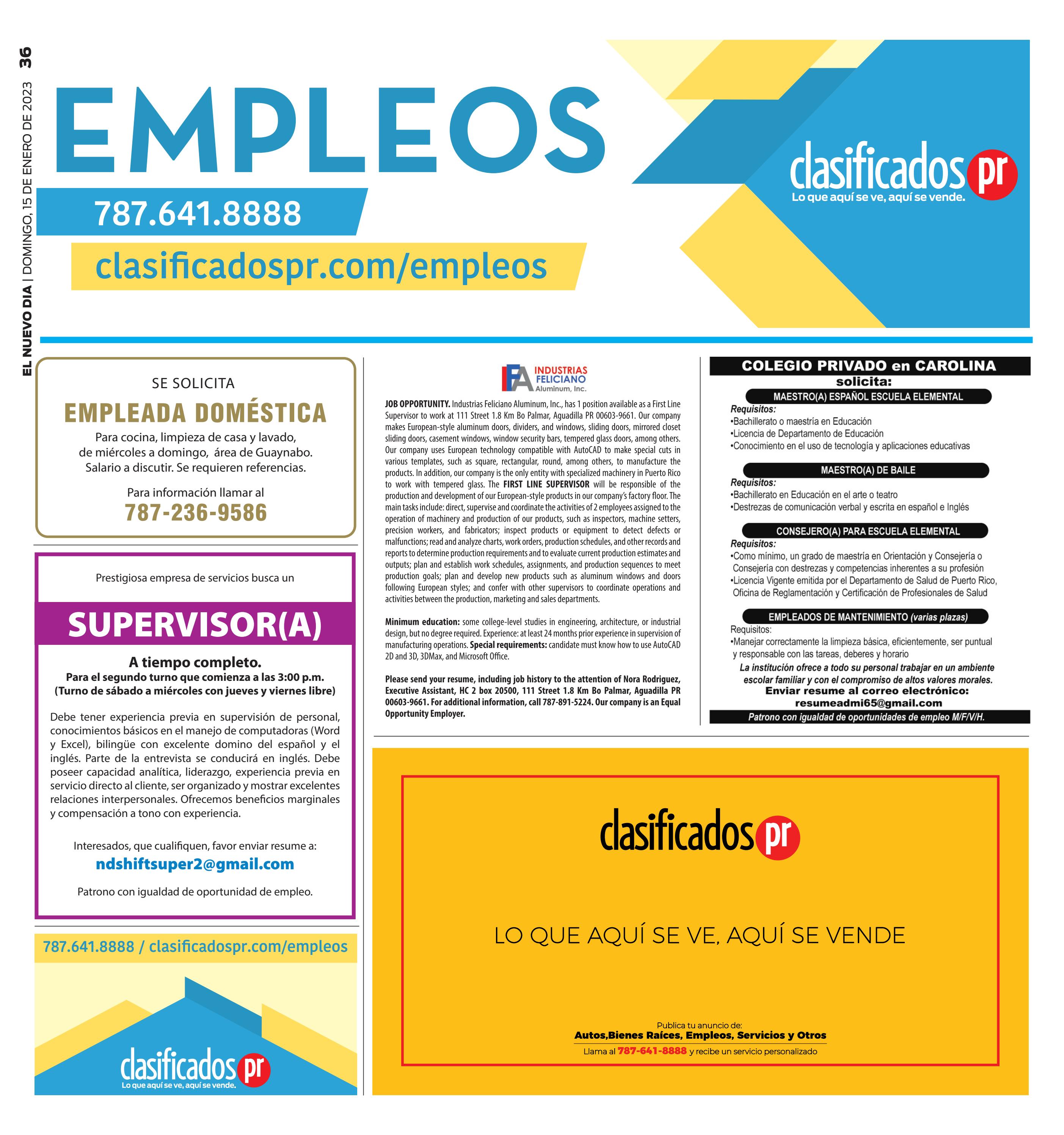 Empleo PR 01 15 2023 by ClasificadosPR.com - Issuu