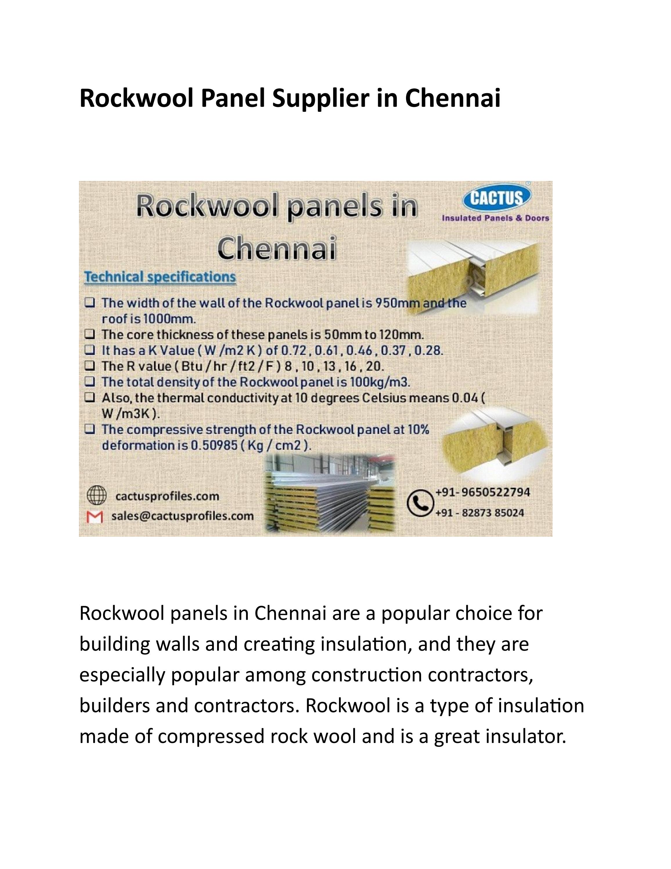 Rockwool Panel Supplier in Chennai by cactusprofil - Issuu