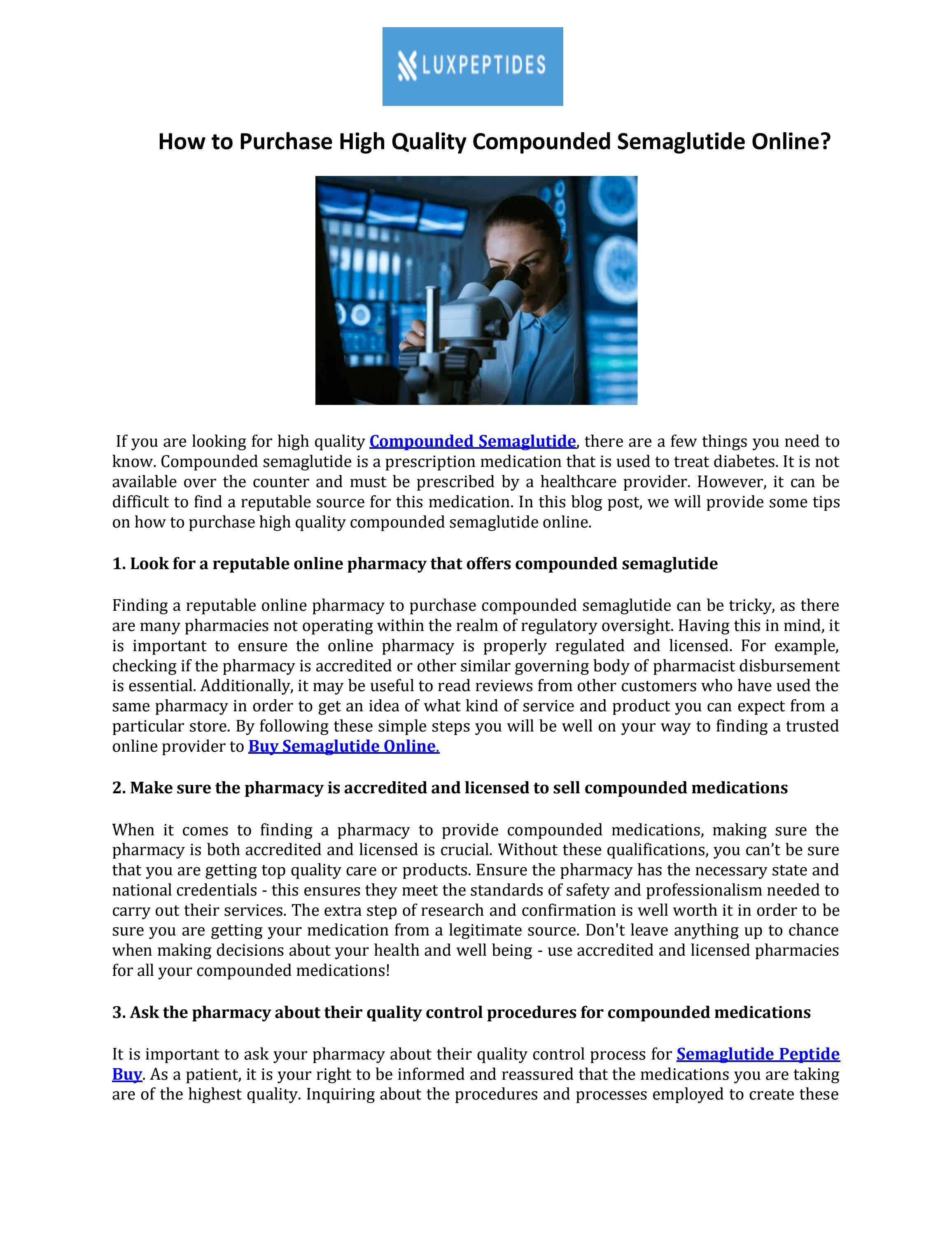 Compounded Semaglutide by Semaglutide Peptide - Issuu