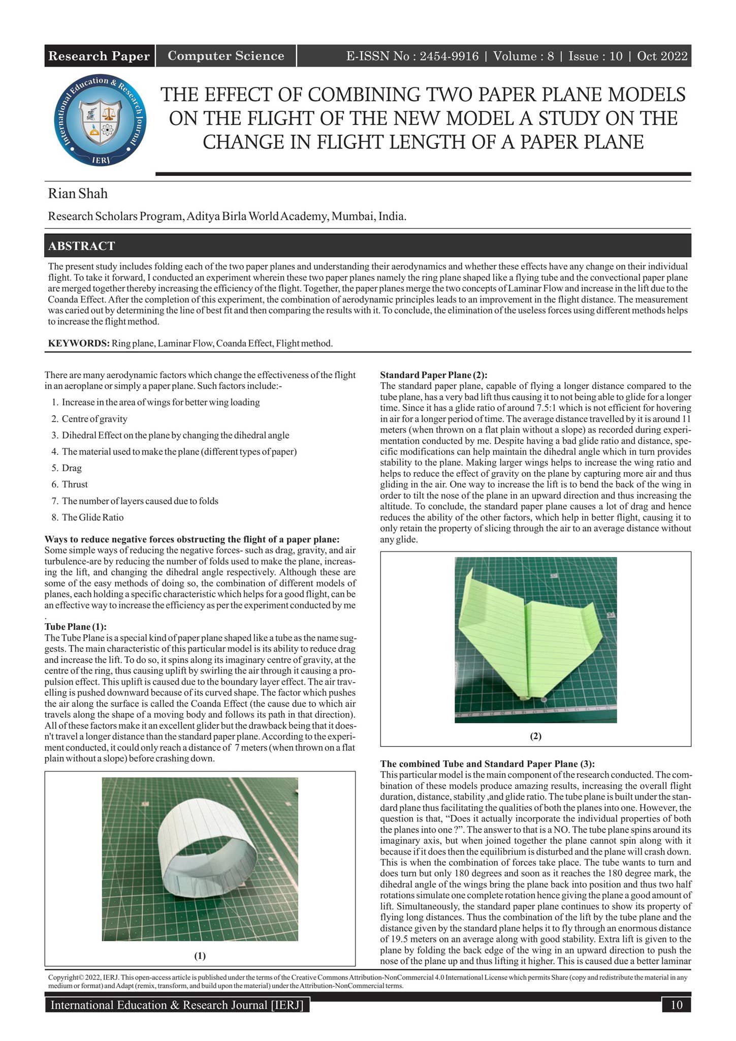 THE EFFECT OF COMBINING TWO PAPER PLANE MODELS ON THE FLIGHT OF THE NEW ...