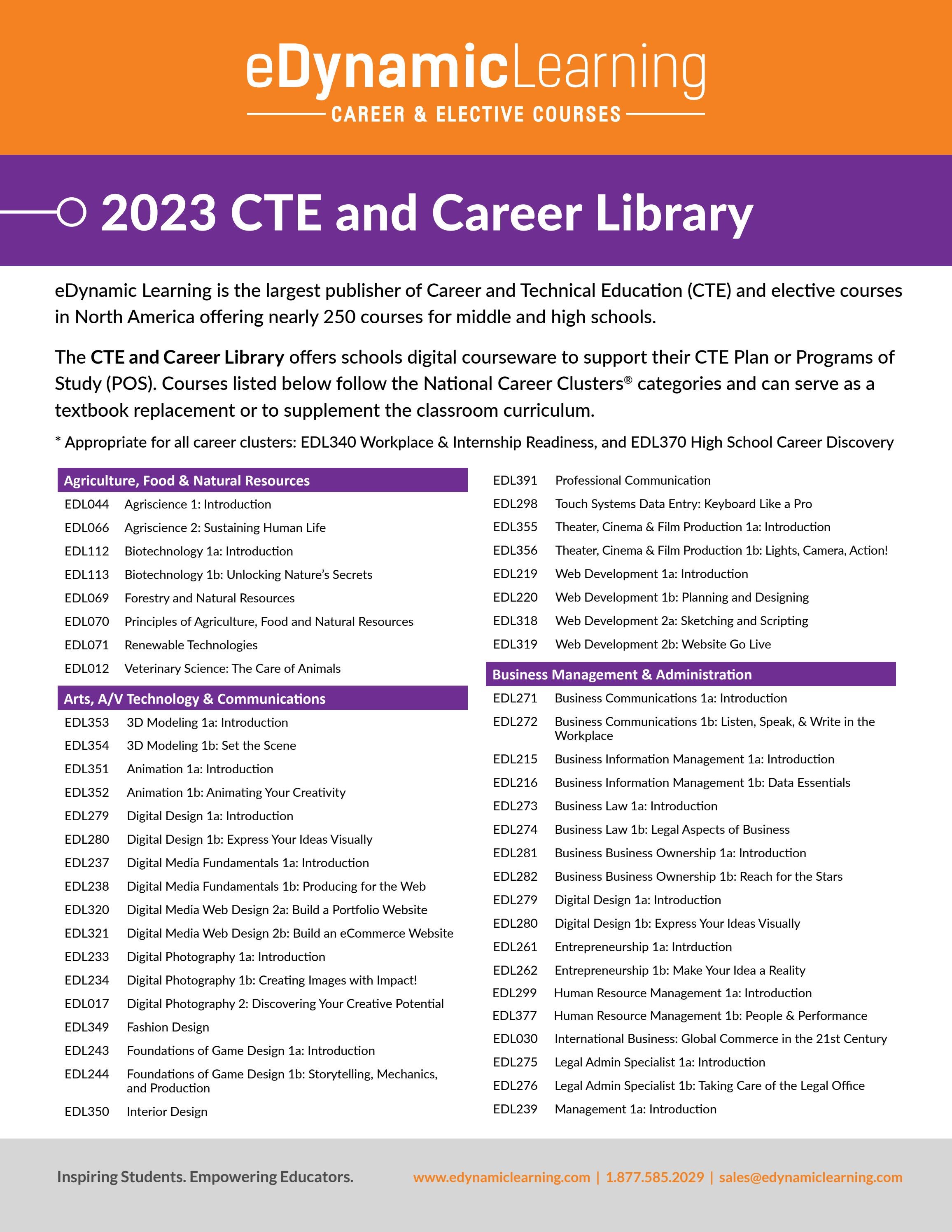 CTE and Career Library Course List by edynamiclearning - Issuu