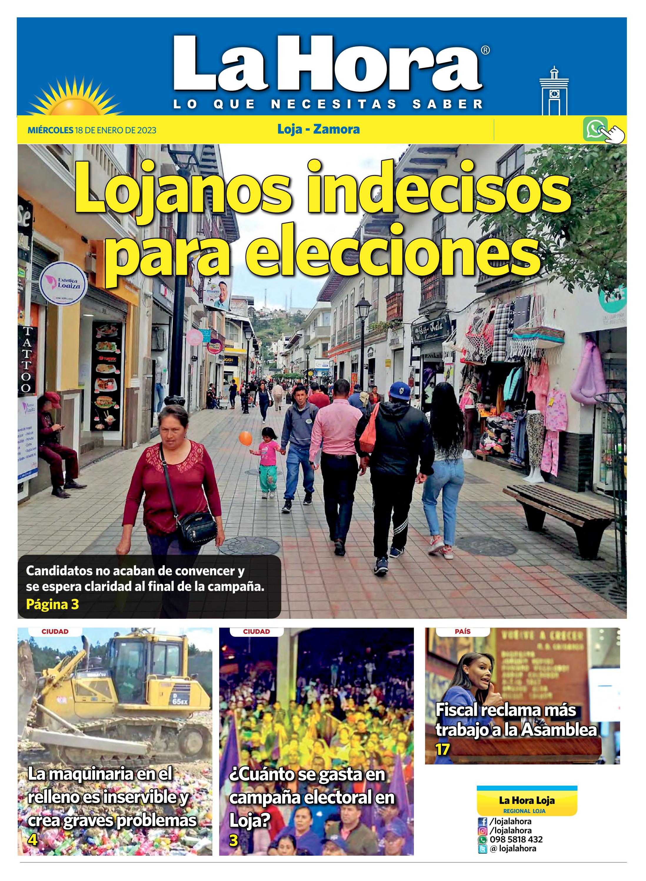 Diario La Hora Loja 18 de Enero 2023 by LA HORA Ecuador - Issuu