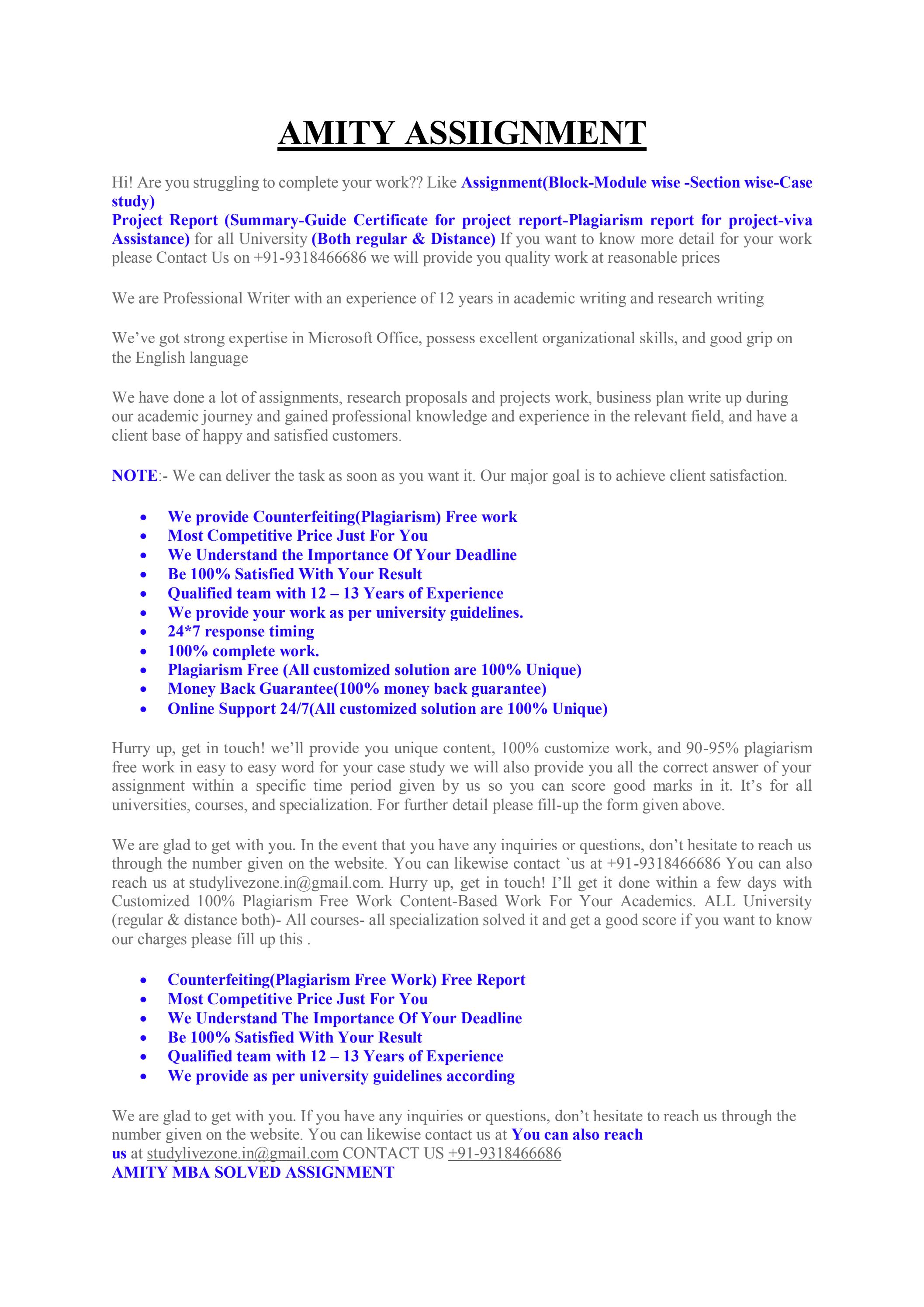 amity university mba solved assignments by Studylivezone - Issuu