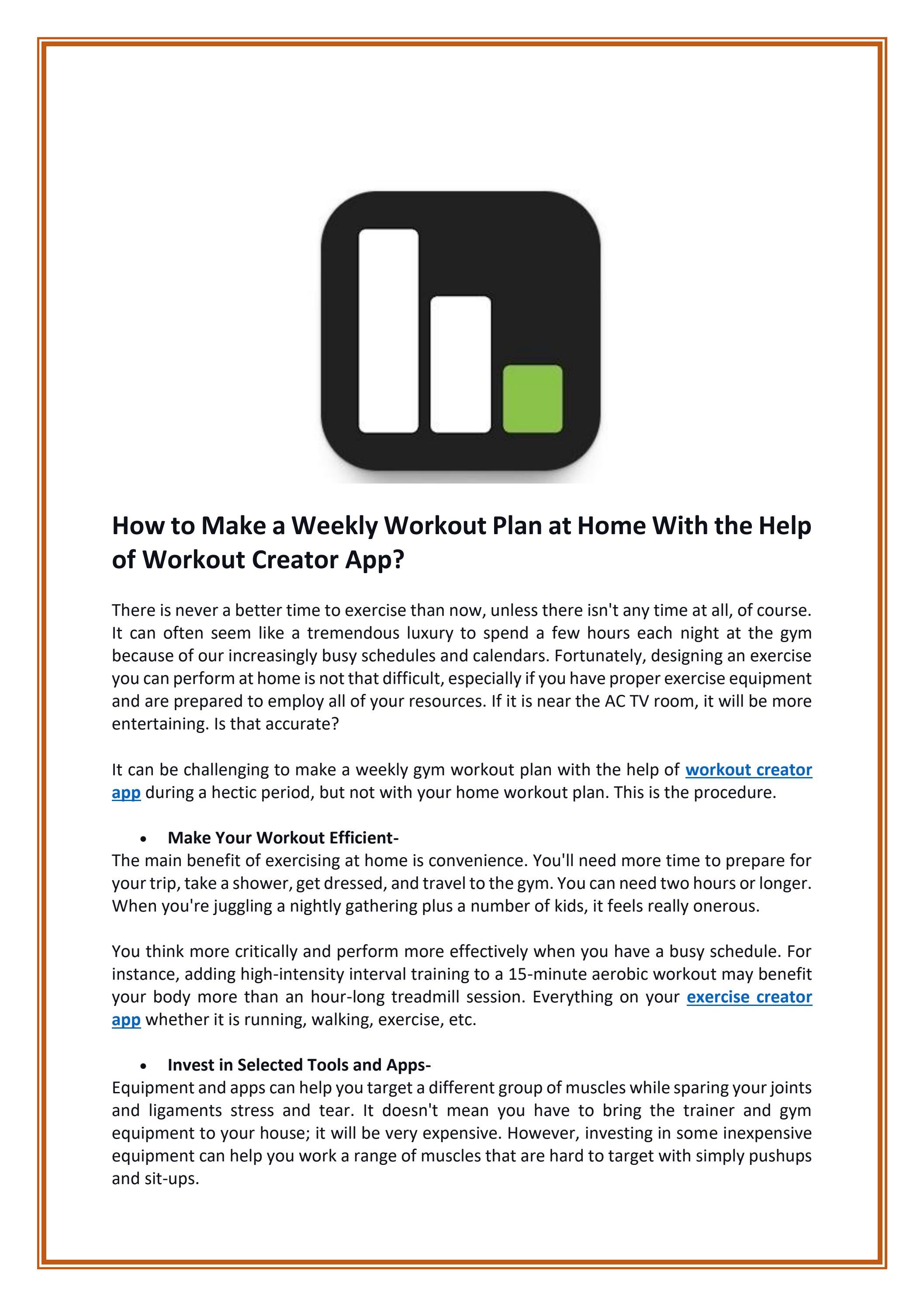 How to Make a Weekly Workout Plan at Home With the Help of Workout ...