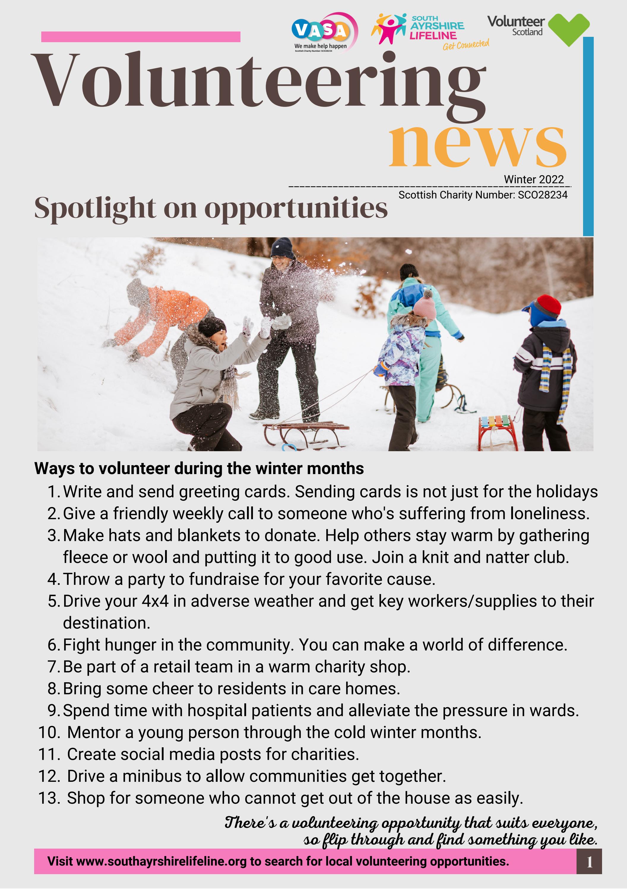Winter Volunteering Newsletter by Voluntary Action South Ayrshire - Issuu