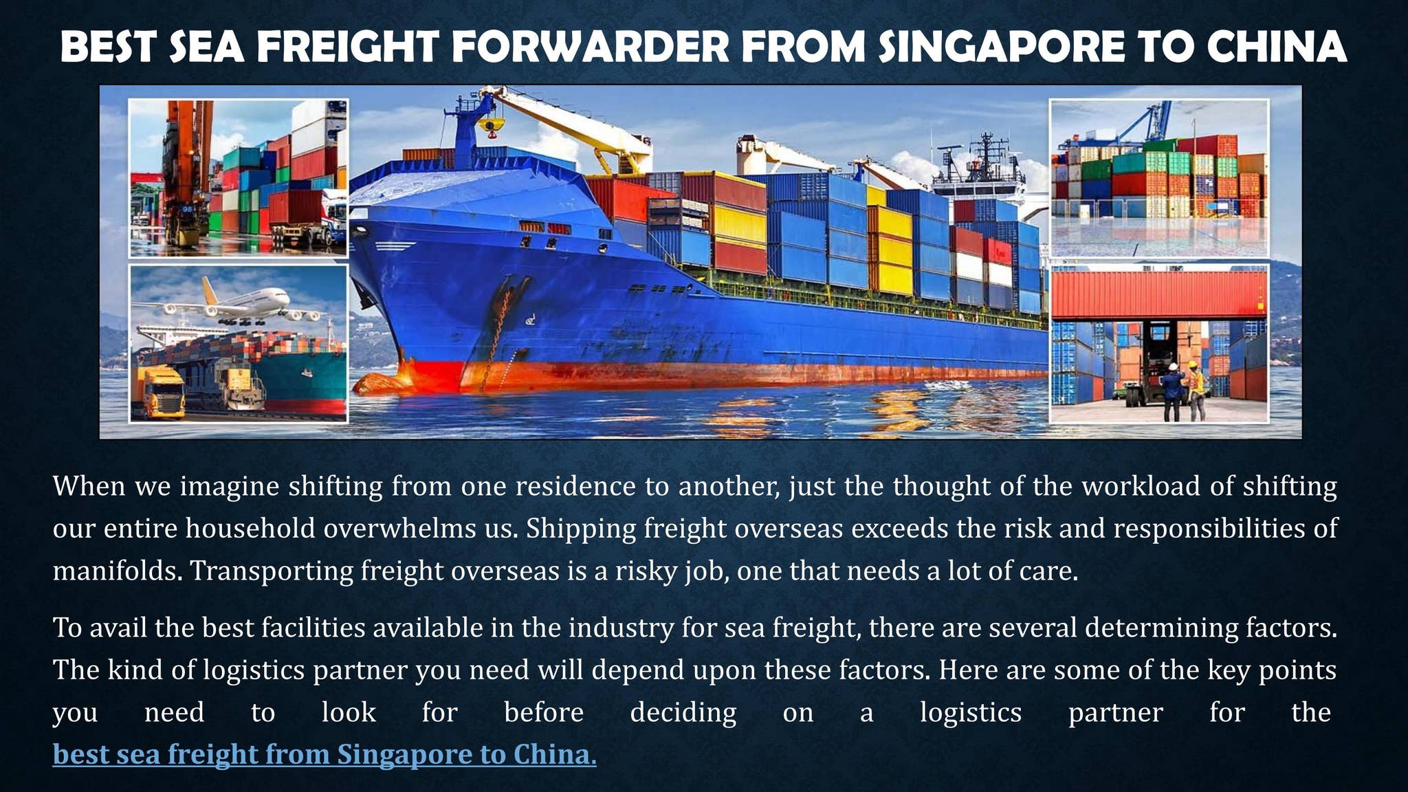 Best Sea Freight Forwarder from Singapore to China by Air Sea Logistics ...