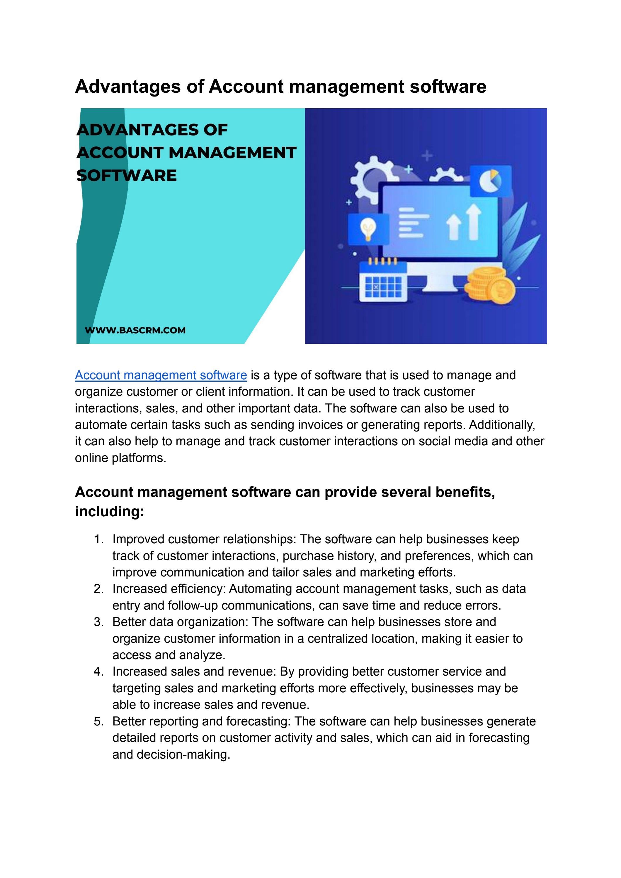 Advantages Of Account Management Software By Bascrm Issuu
