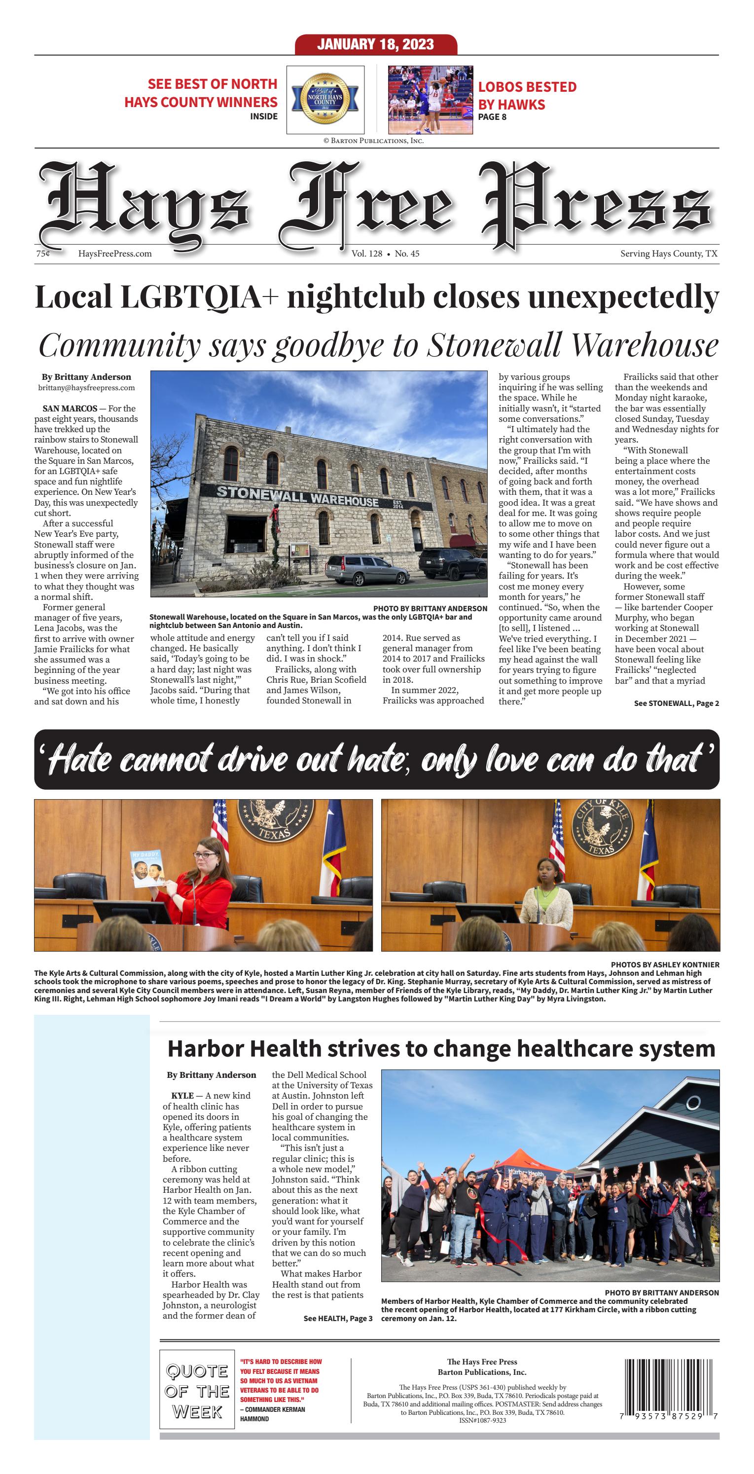 January 18, 2023 Hays Free Press by Hays Free Press/News-Dispatch - Issuu