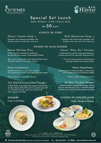 Special Set Lunch Menu | Cuisines by The Haven Resorts - Issuu
