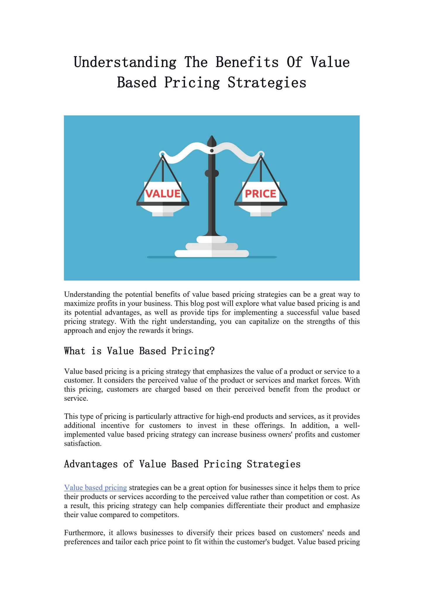Understanding The Benefits Of Value Based Pricing Strategies by Timothy ...